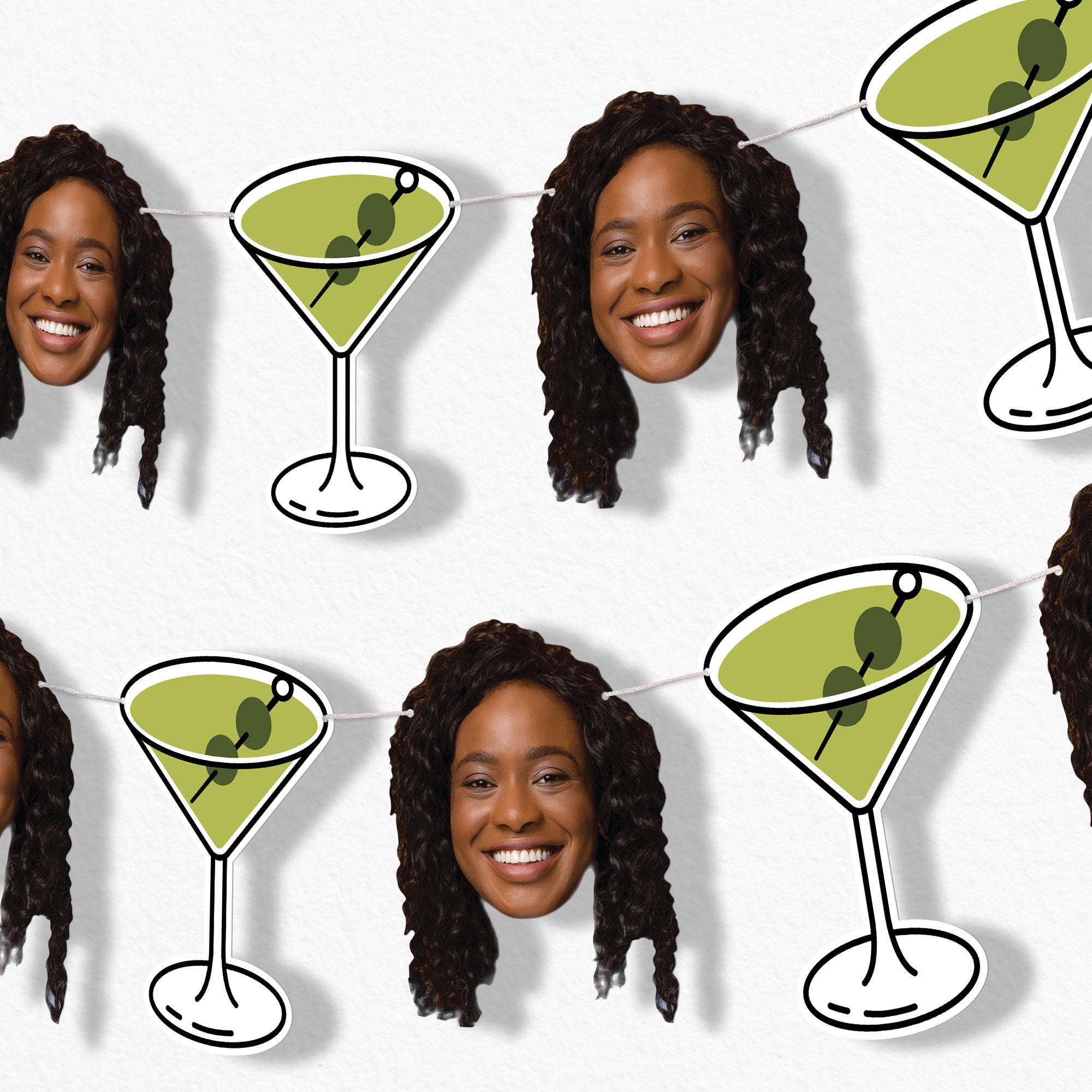 Custom Martini Face Cut Out Garland Banner, Personalized A Tini Bit ...