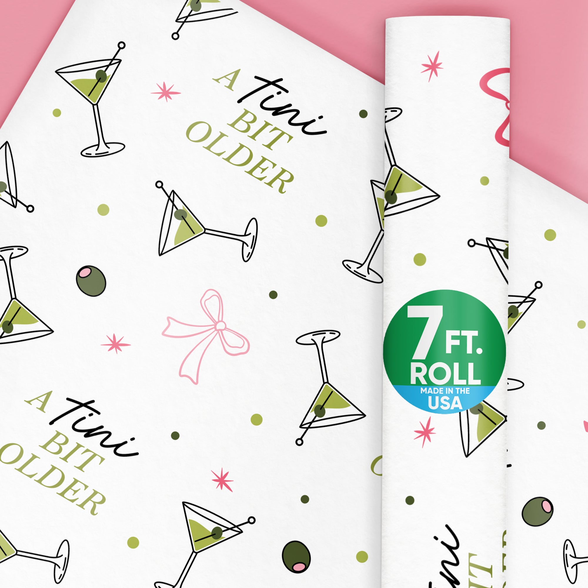 A Tini Bit Older Martini Wrapping Paper, Funny Olive Dirty Martini ...