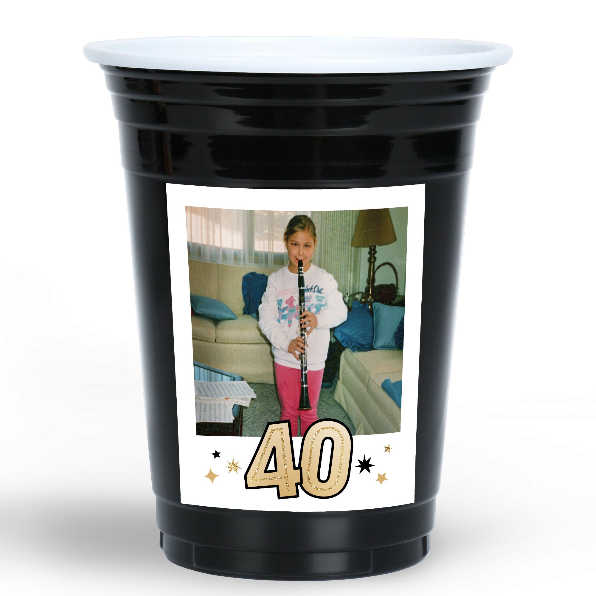 Custom Adult 40th Birthday Cups, 16oz Disposable Drinkware ...