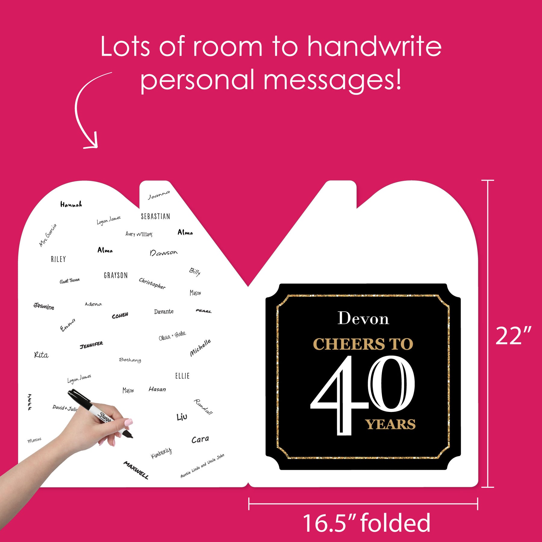 Adult 40th Birthday - Gold - Happy Birthday Giant Greeting Card ...