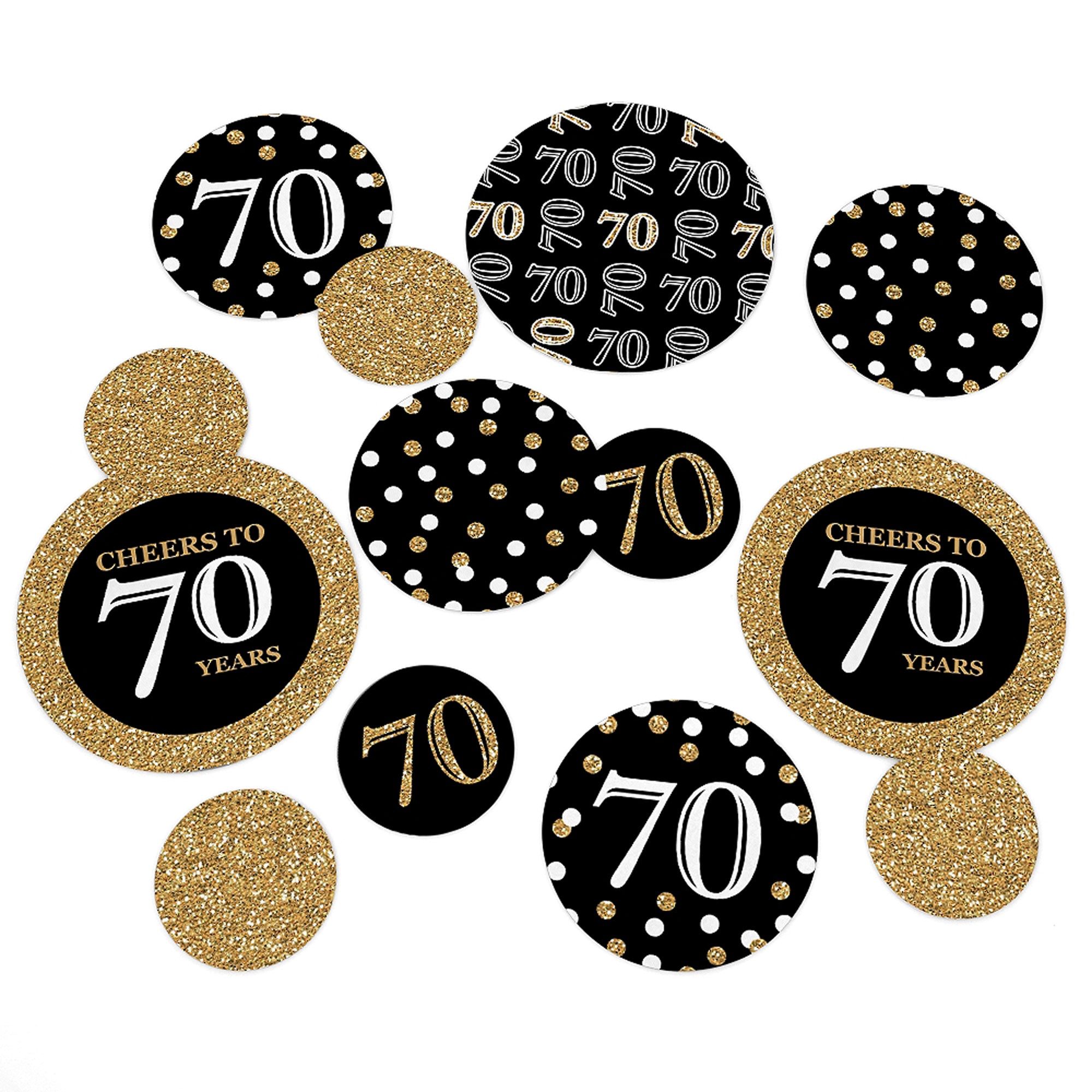 Adult 70th Birthday - Gold - Birthday Party Giant Circle Confetti â ...