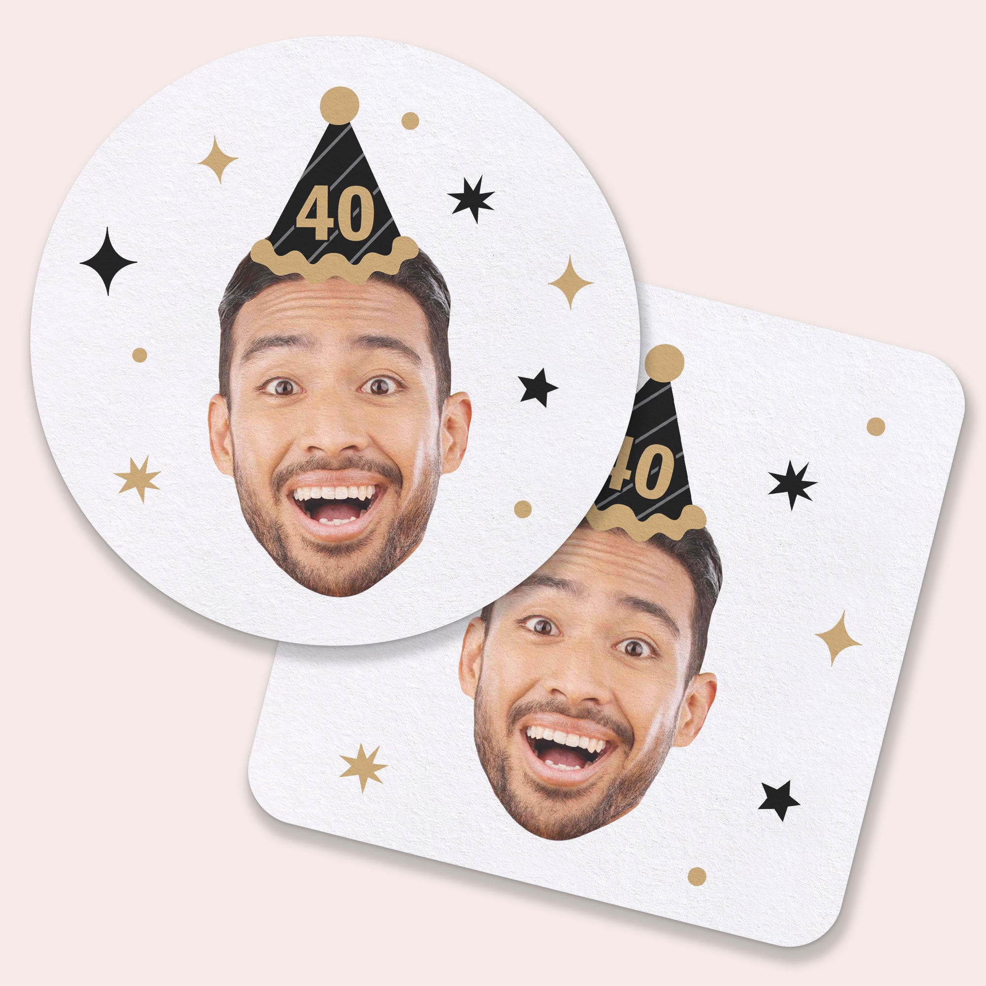 Custom Photo Adult Birthday Drink Coasters for Happy Birthday ...