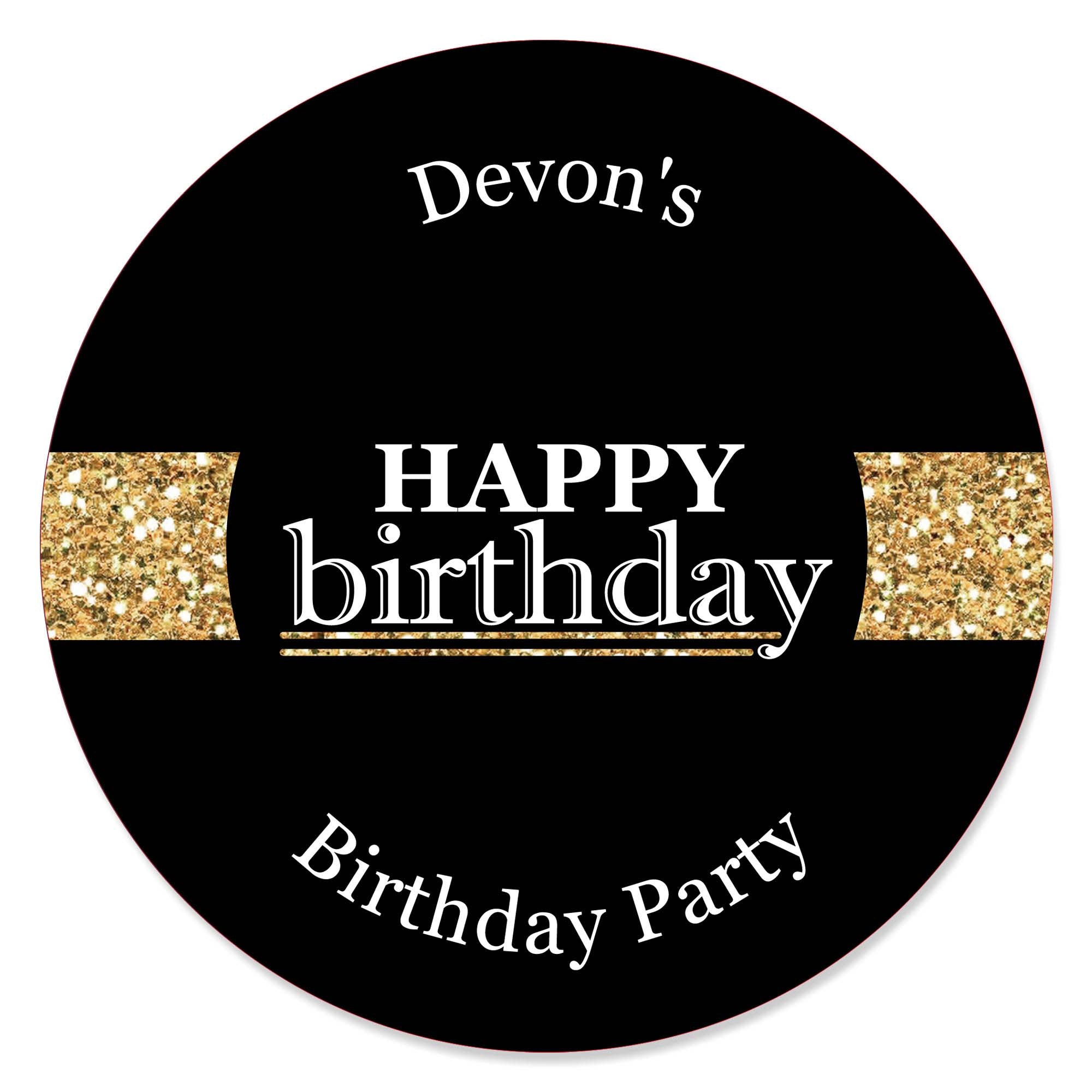 Adult Happy Birthday - Gold - Personalized Birthday Party Sticker ...
