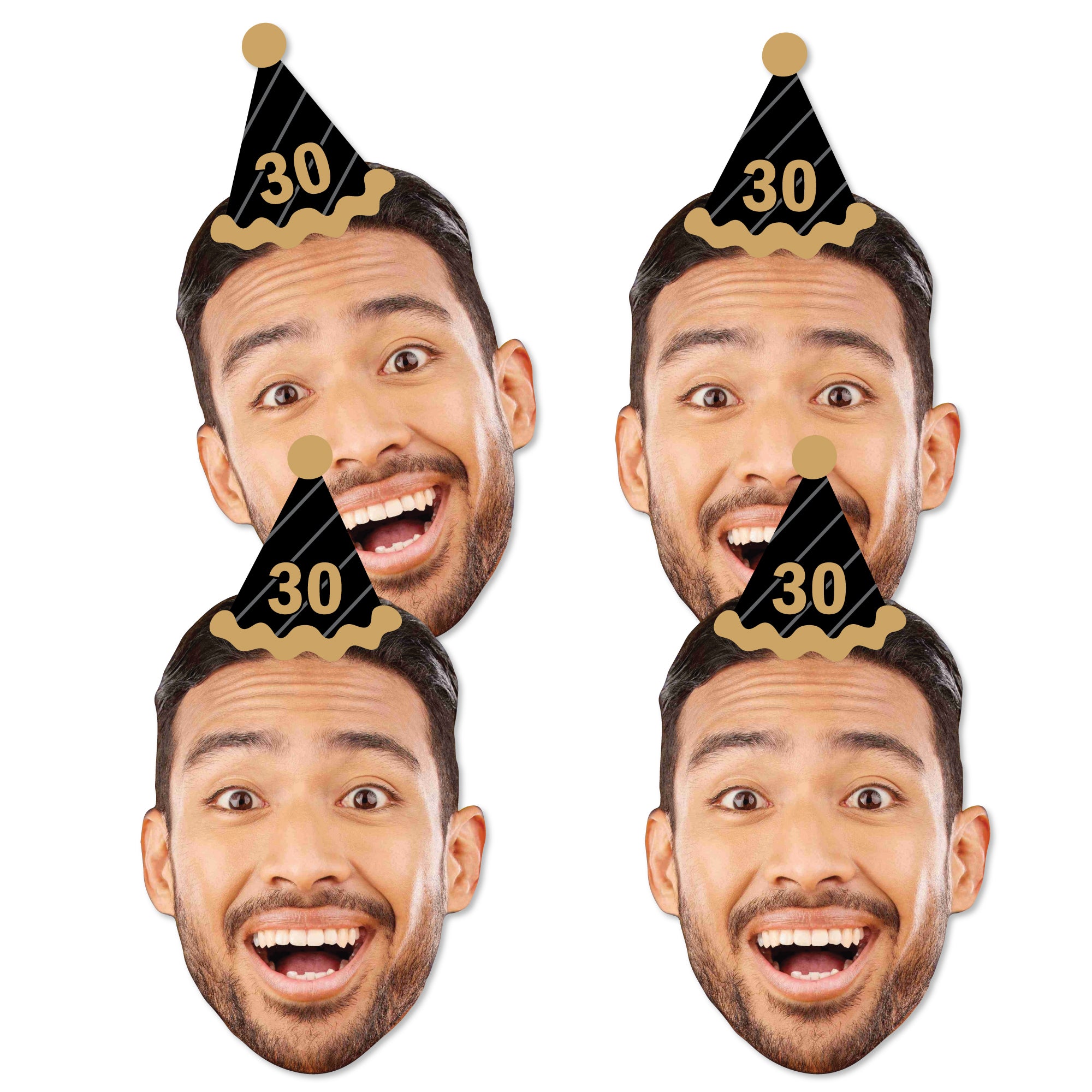 Custom Photo Adult Happy Birthday - Black & Gold Personalized Fun Face ...