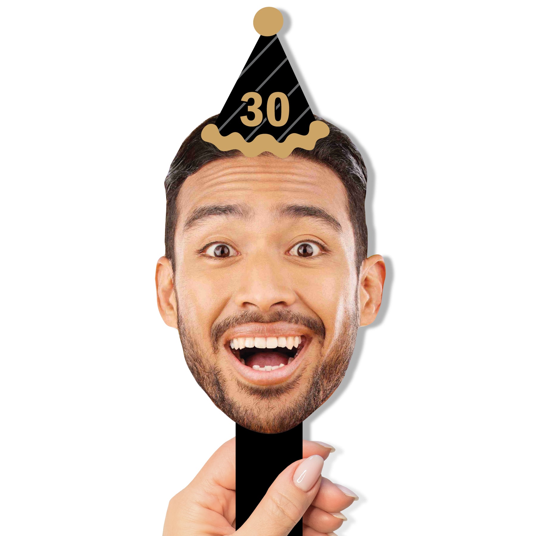 Custom Photo Adult Happy Birthday - Gold - Birthday Party Head Cut Out ...