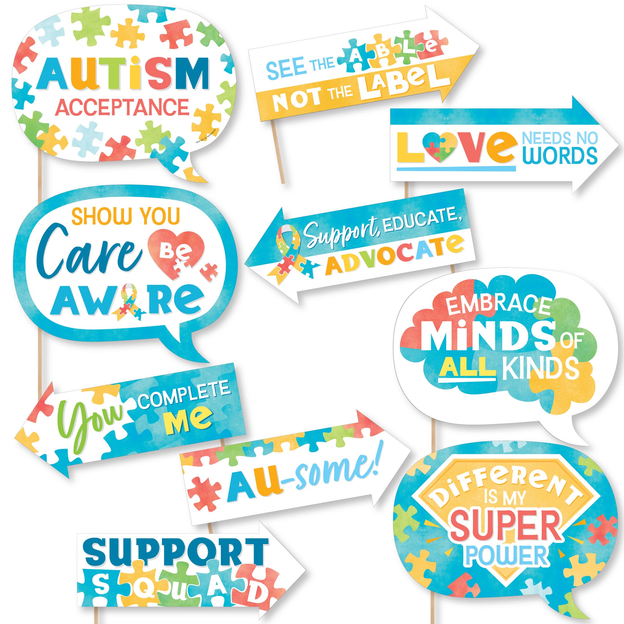 Autism Acceptance Awareness Photo Props | BigDotOfHappiness.com – Big ...