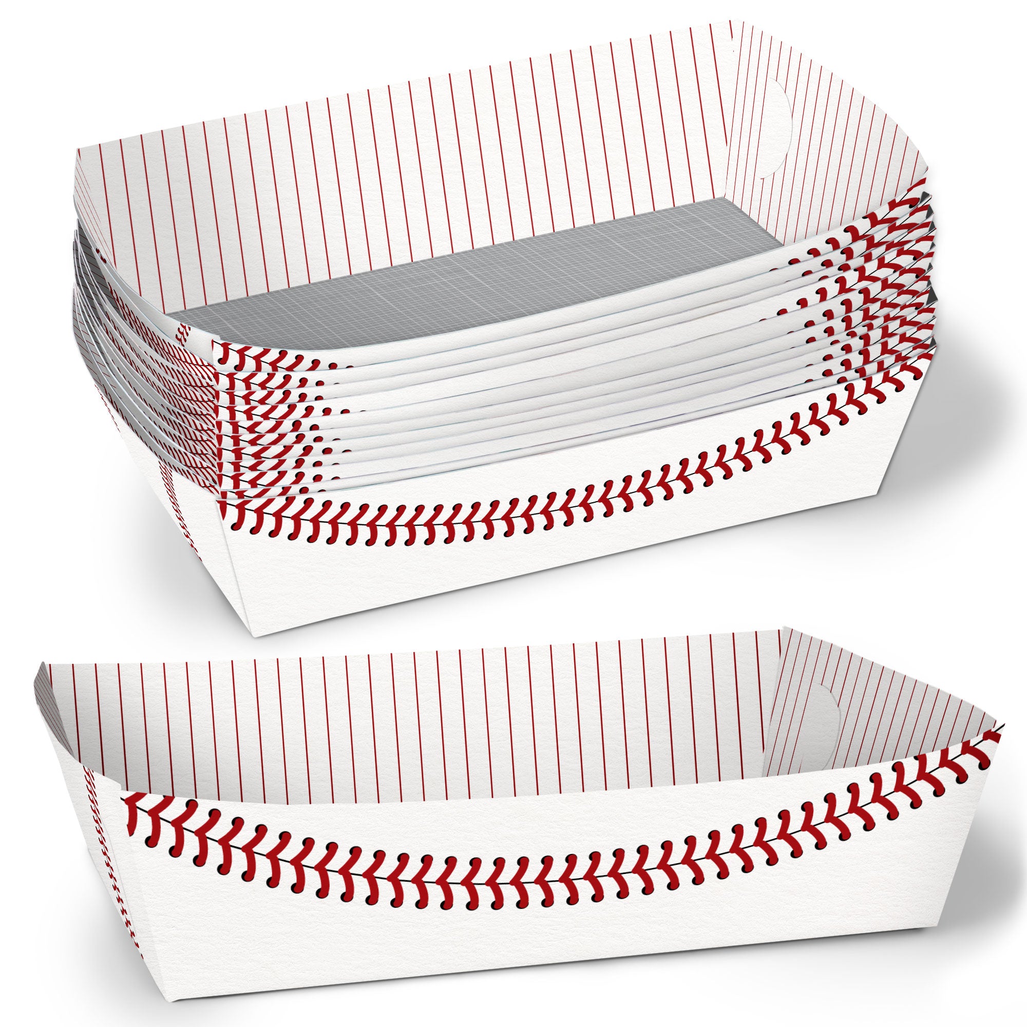 Baseball Party Paper Food Trays – 12 Ct Disposable Snack Boats ...