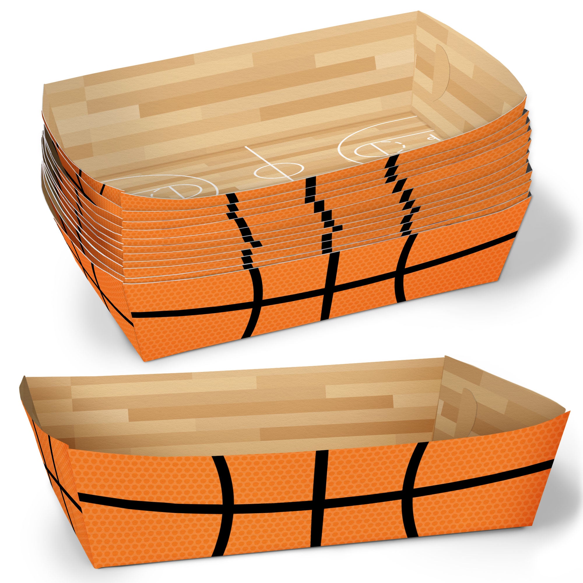 Basketball Party Paper Food Trays – Game Day Tableware