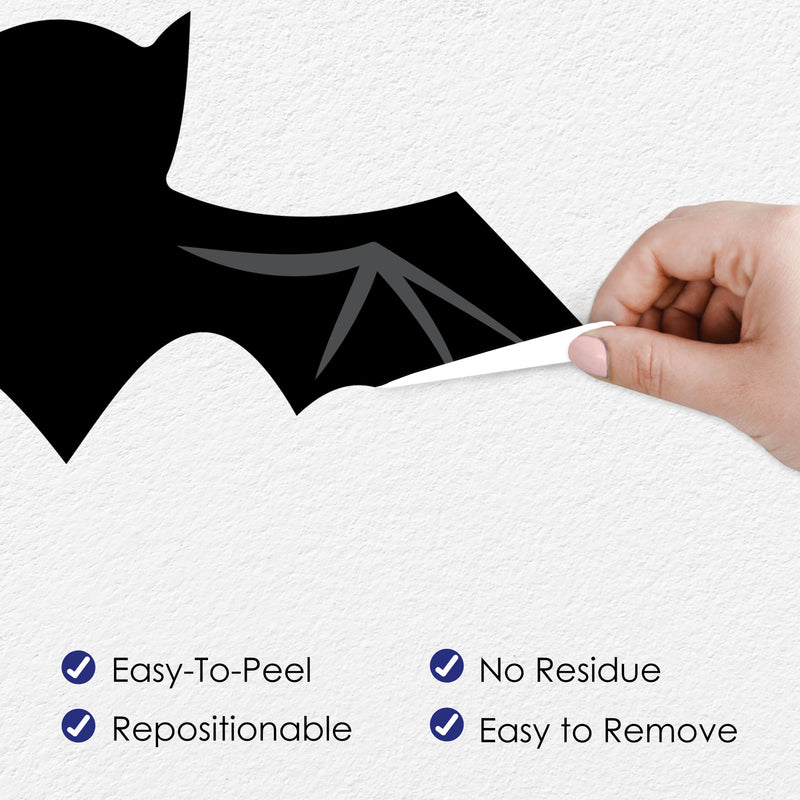 Black Bats - Peel and Stick Halloween Vinyl Wall Art Stickers - Wall ...