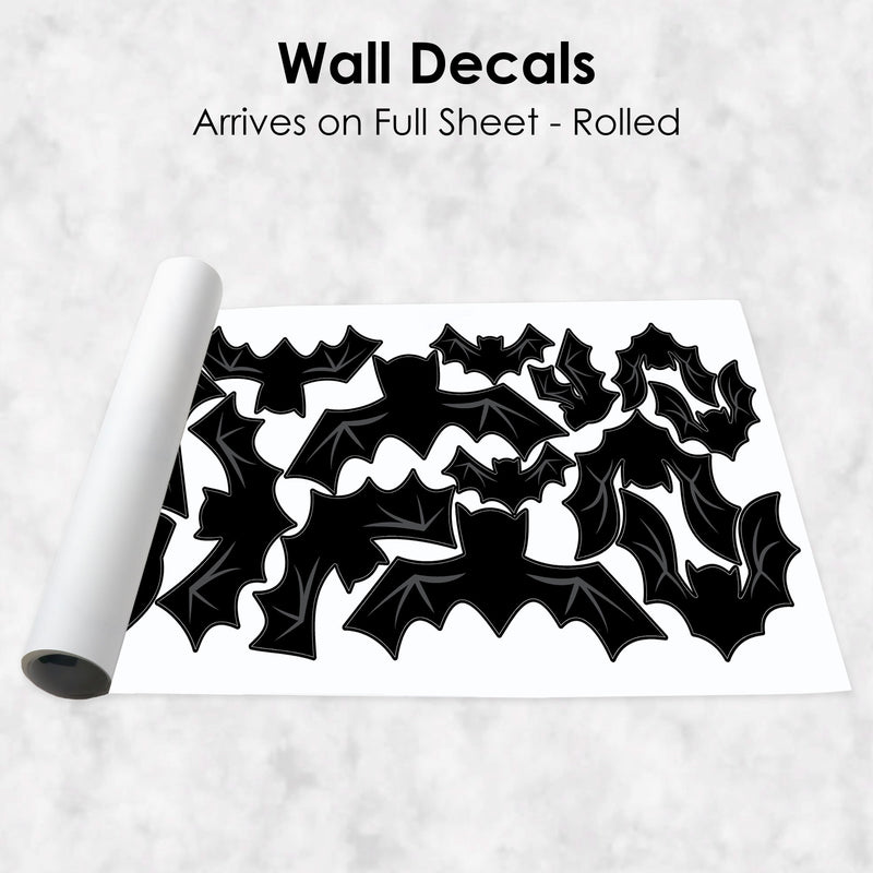 Black Bats - Peel and Stick Halloween Vinyl Wall Art Stickers - Wall ...