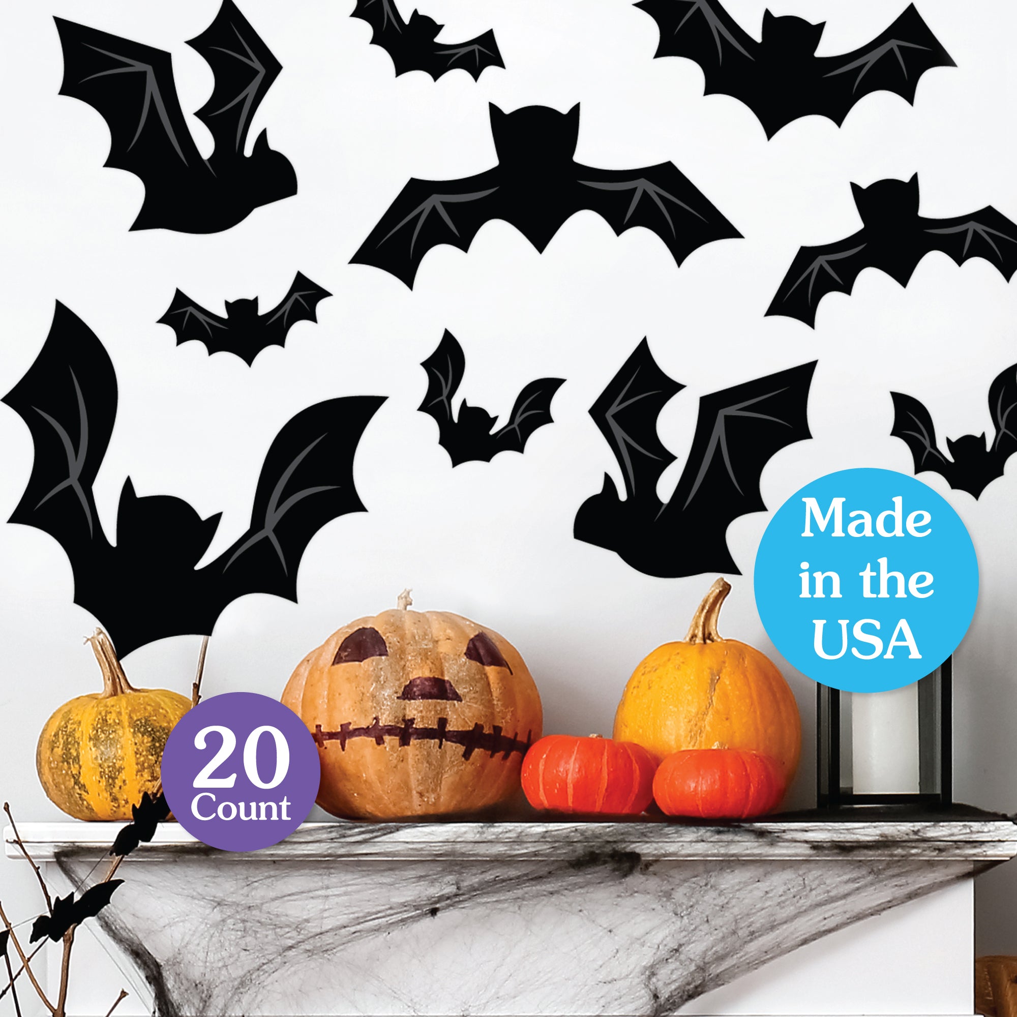 Black Bats - Peel and Stick Halloween Vinyl Wall Art Stickers - Wall ...