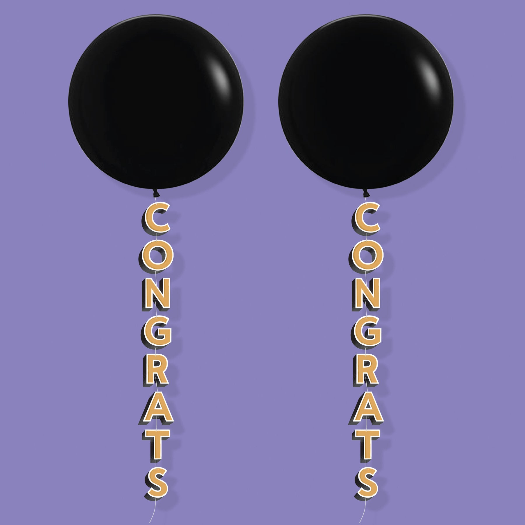 Black & Gold - Congrats Giant Balloons with Tails, Big Baby Shower Bal ...