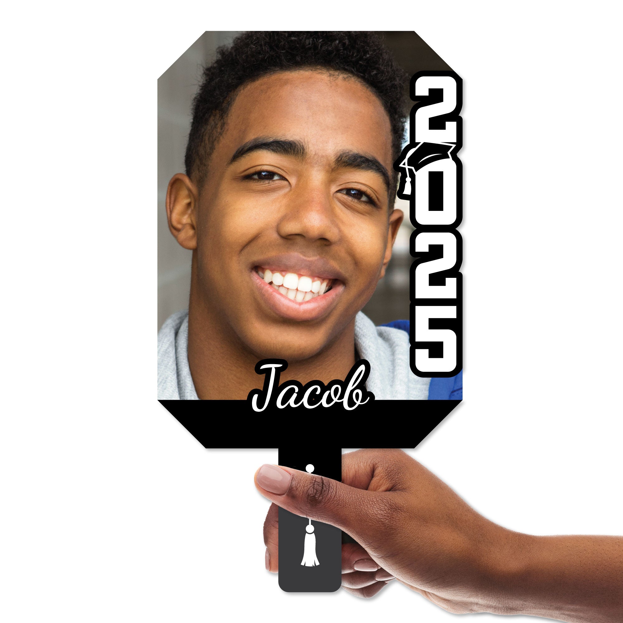 Big Dot of Happiness Custom Black Grad, Class of 2025 Face Fans with ...