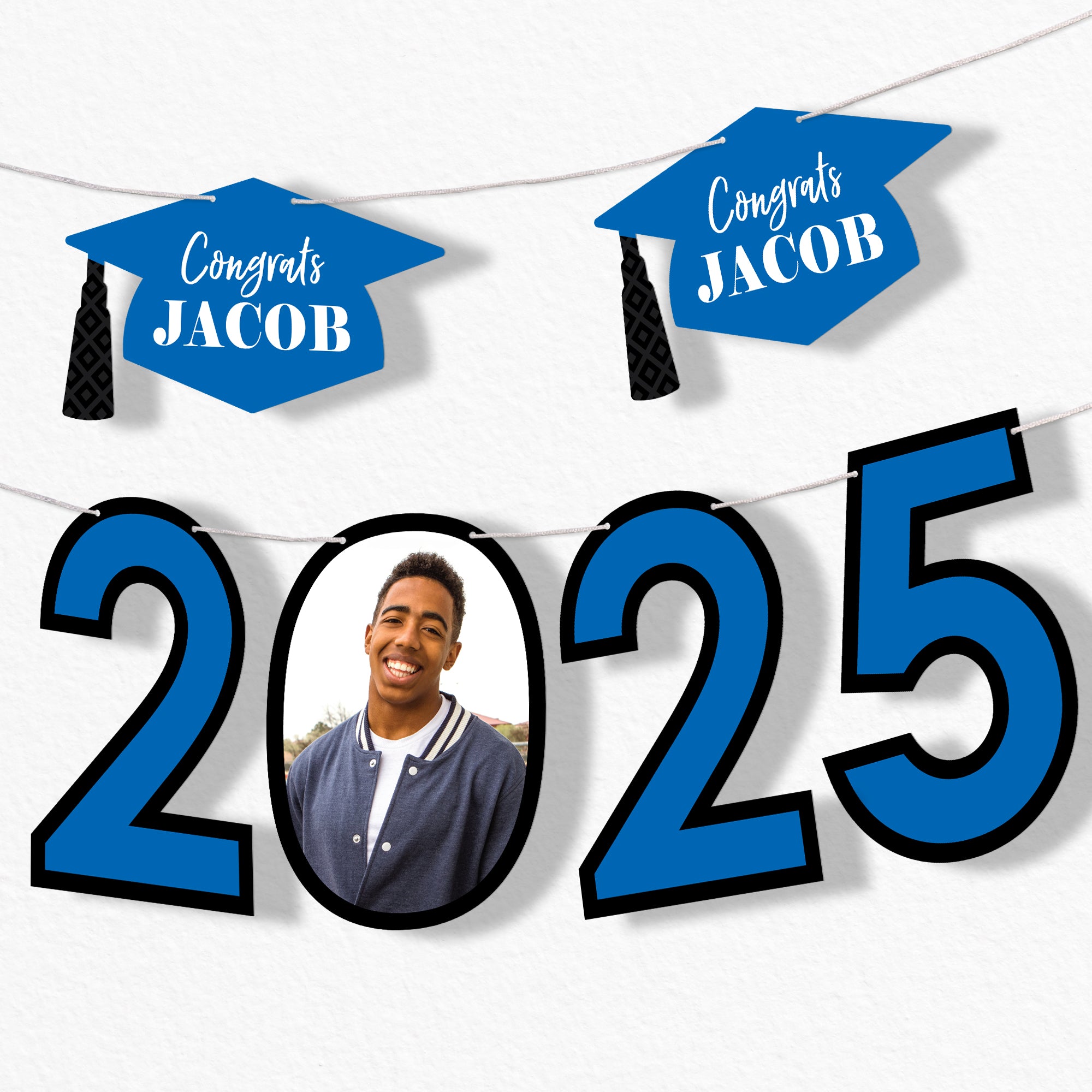 Personalized Blue Graduation Photo Banner – Custom 2025 Grad Decor ...