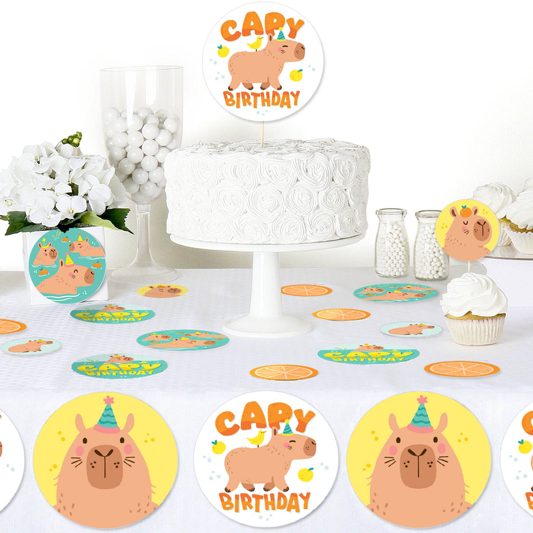 Capy Birthday - Capybara Party Giant Circle Confetti - Party ...