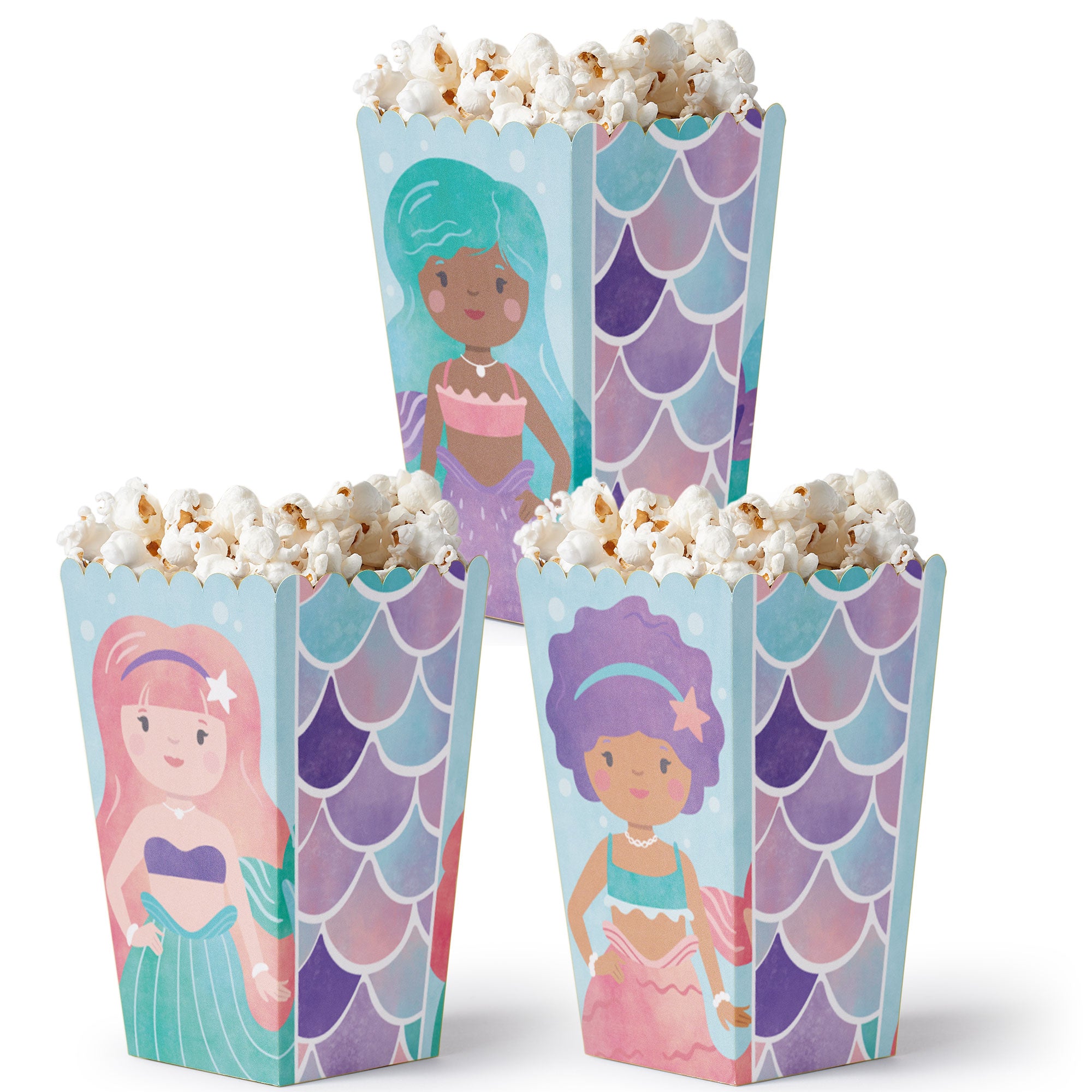 Mermaid Popcorn Boxes, Assorted Mermaids Birthday Party Favor Popcorn ...