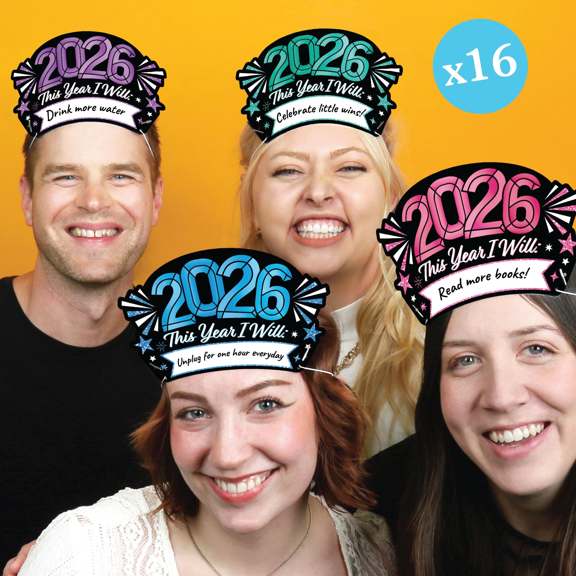 Colorful New Year Party Headbands, 2026 Resolution Party Hats and Games ...