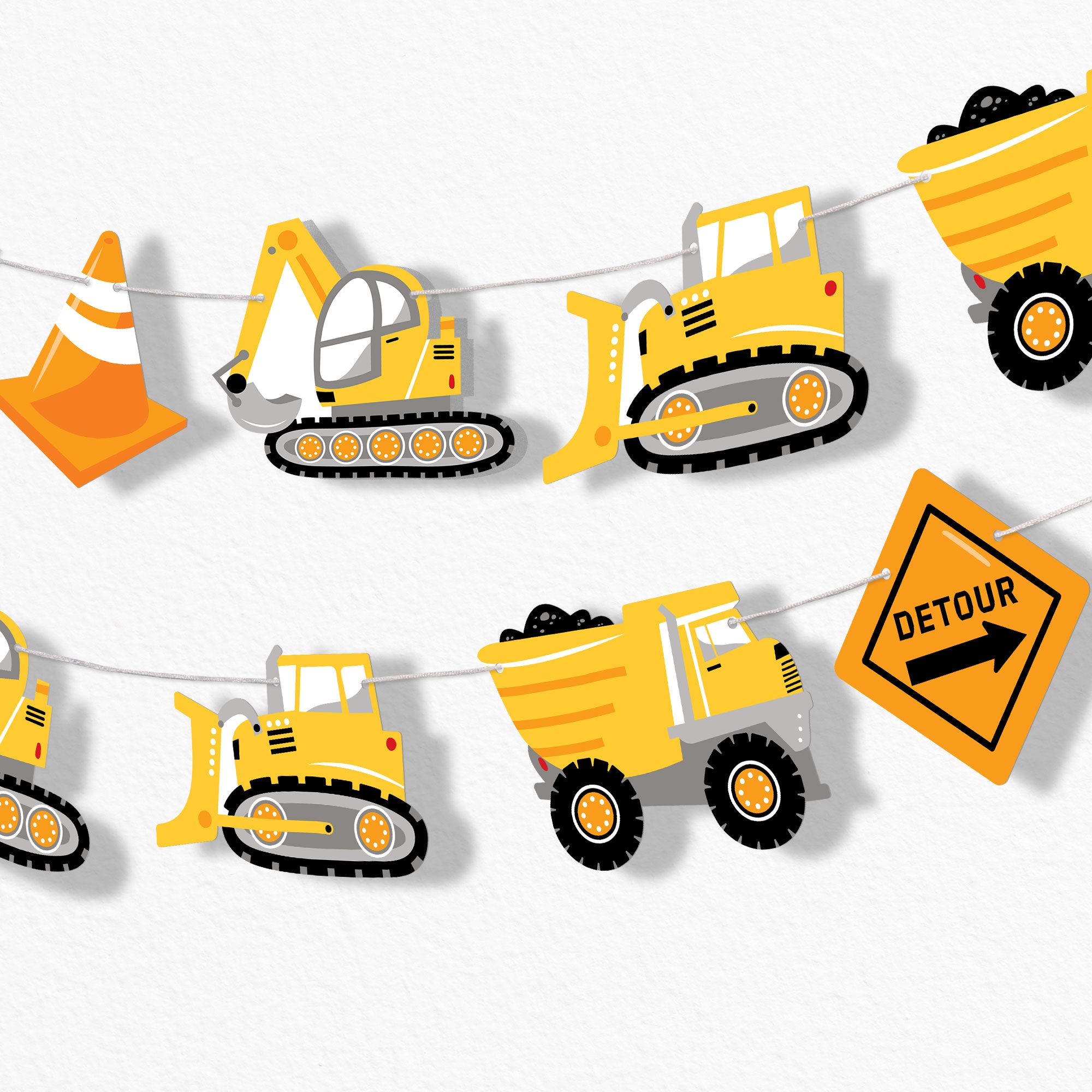 Construction Party Garland Banner, Construction Truck Birthday Party ...