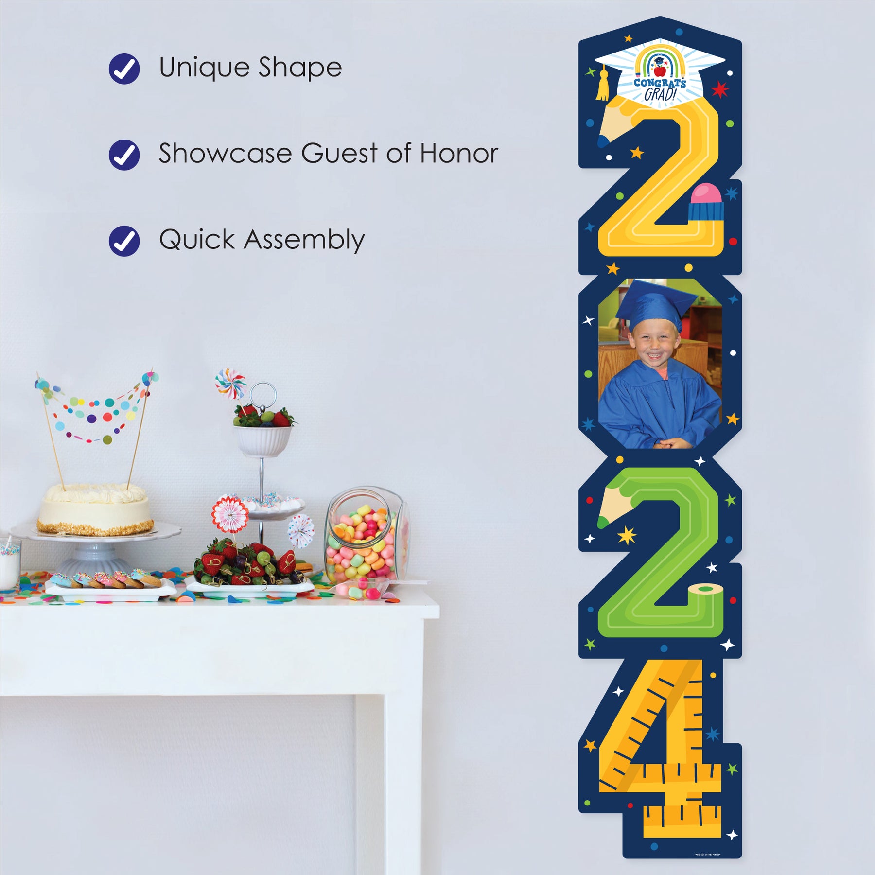 Elementary Grad - Custom 2024 Kids Graduation Party Vertical Decoration ...