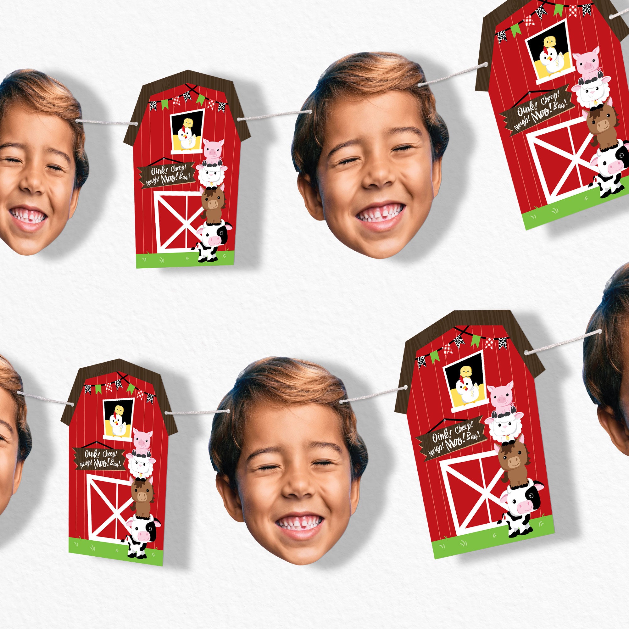 Custom Farm Animals Face Cut Out Garland Banner | BigDotOfHappiness.com ...