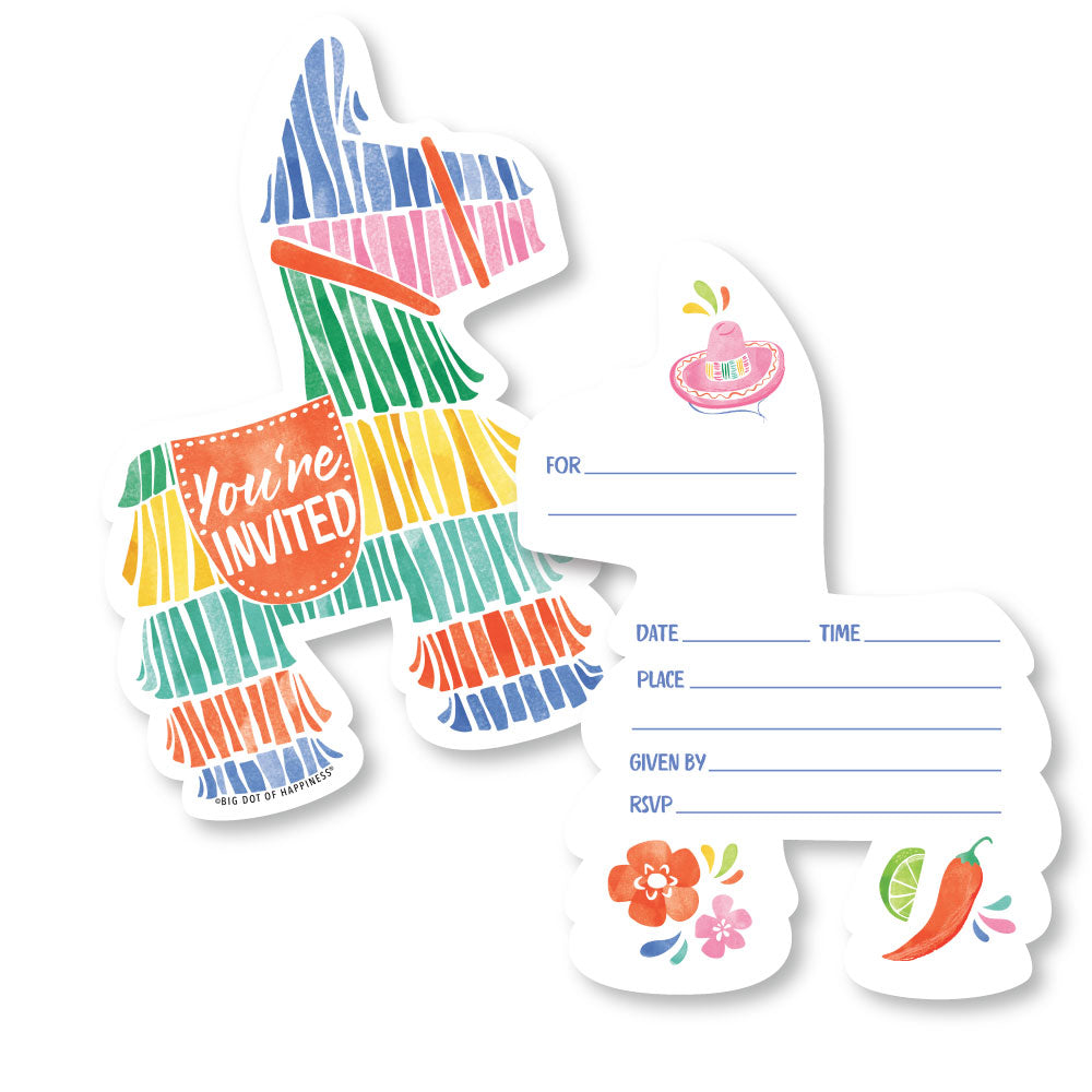 Fiesta Shaped Party Invitations, 12ct Pinata Invites
