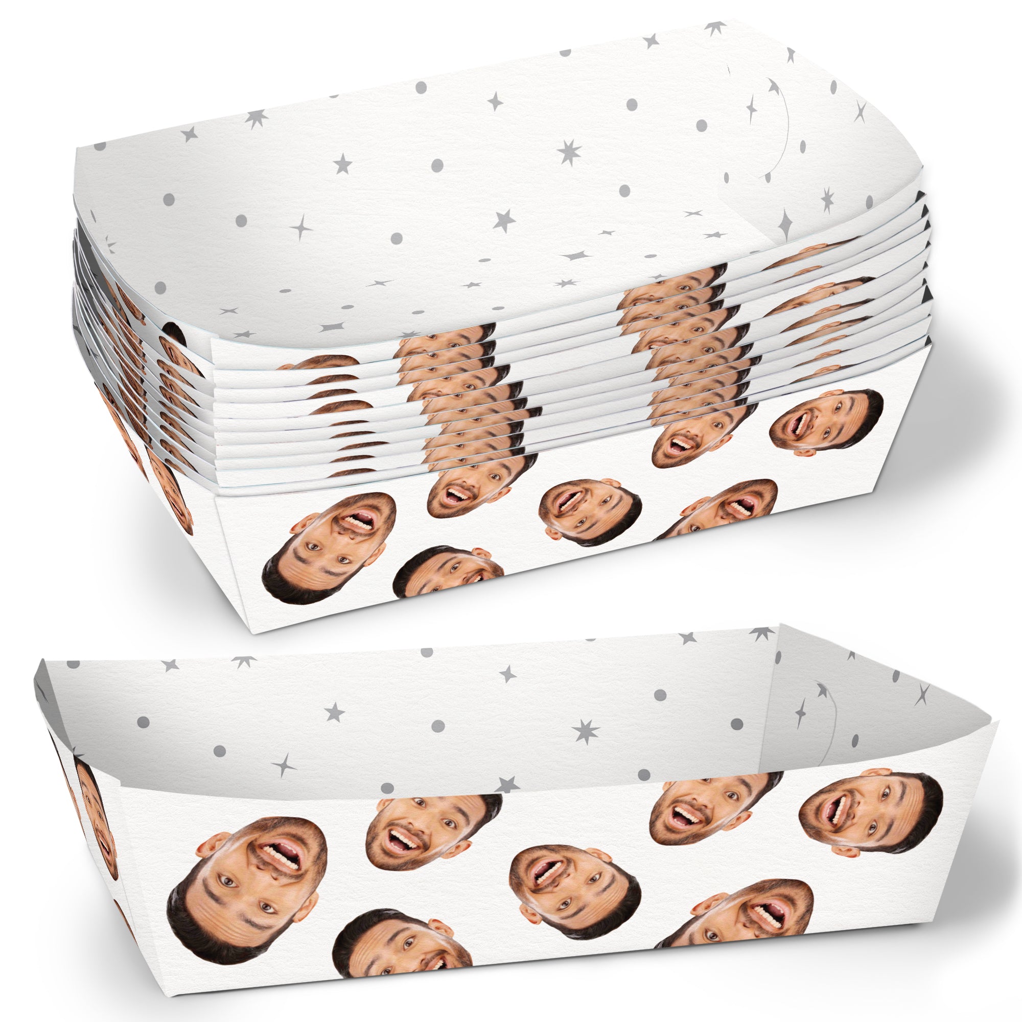 Custom Photo Face Paper Food Trays – 12 Ct Disposable Snack Boats ...