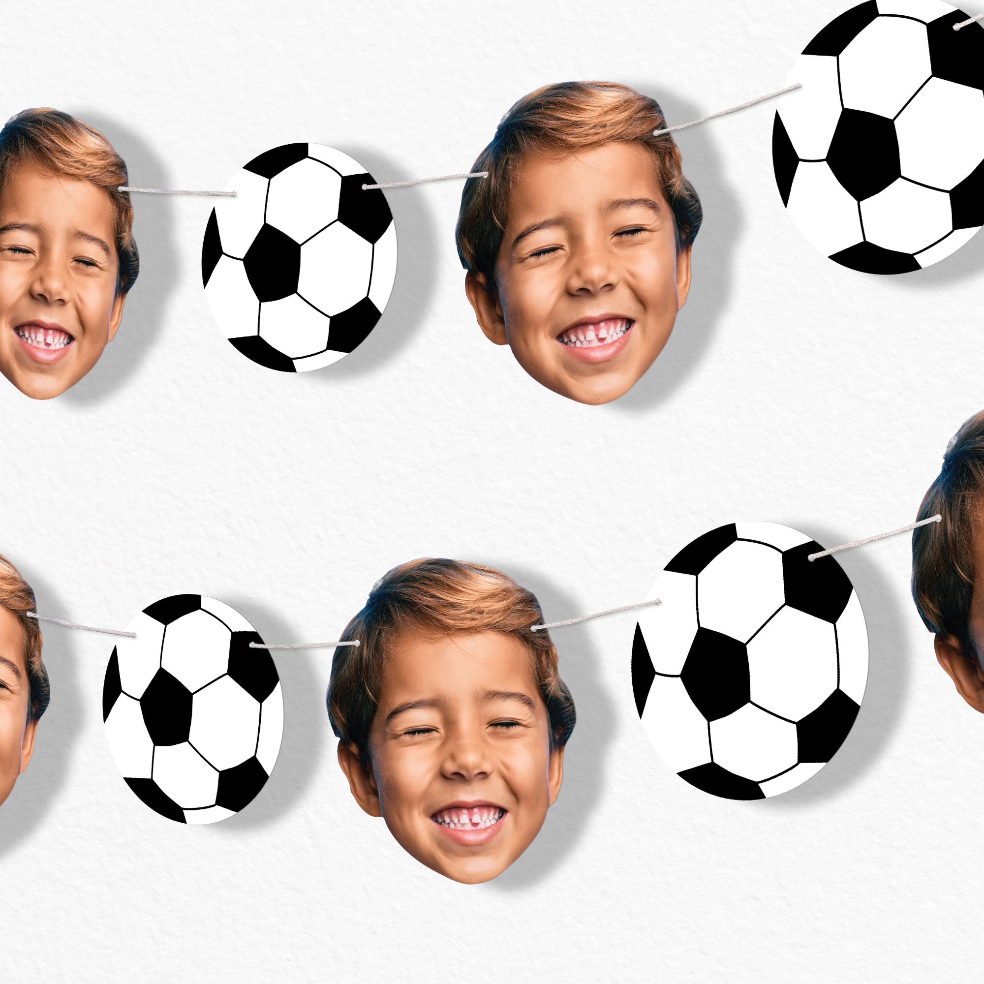 Custom Soccer Face Cut Out Garland Banner, Personalized Sports Birthday ...