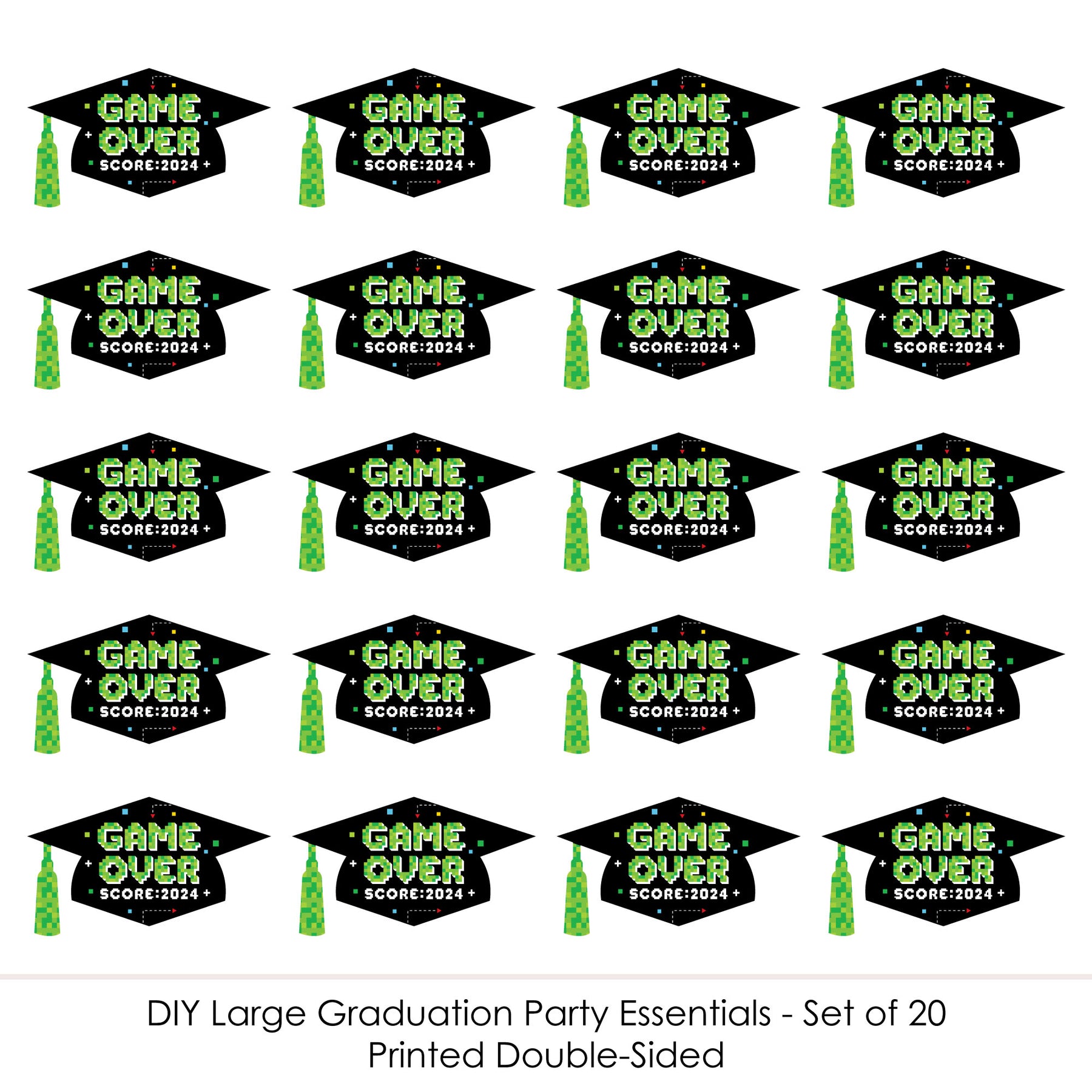 Game Over - Grad Cap Decorations DIY Video Game Graduation Large Party ...