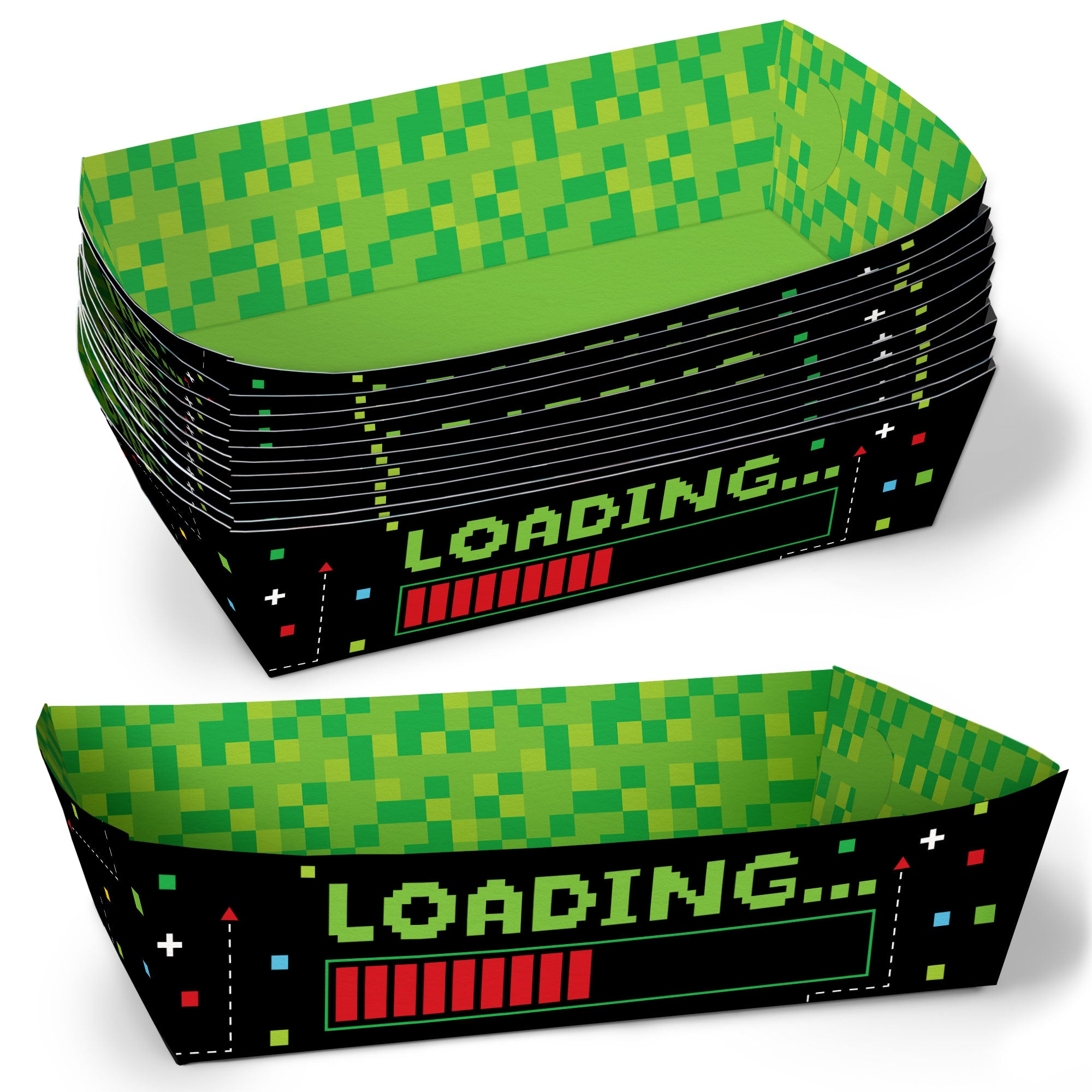 Game Zone Party Paper Food Trays – 12 Ct Disposable Snack Boats ...