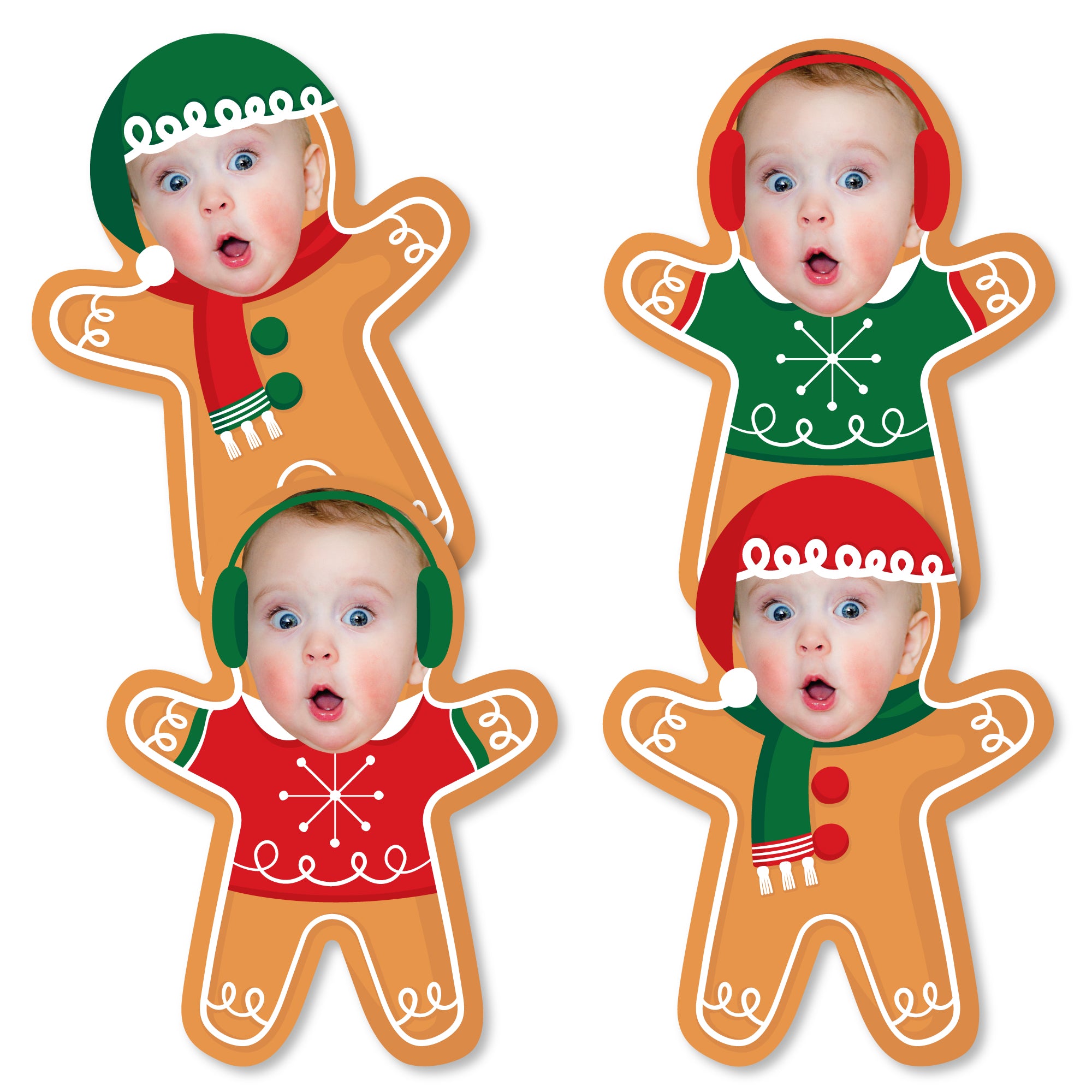 Custom Photo Gingerbread Christmas - Fun Face Decorations DIY Party ...