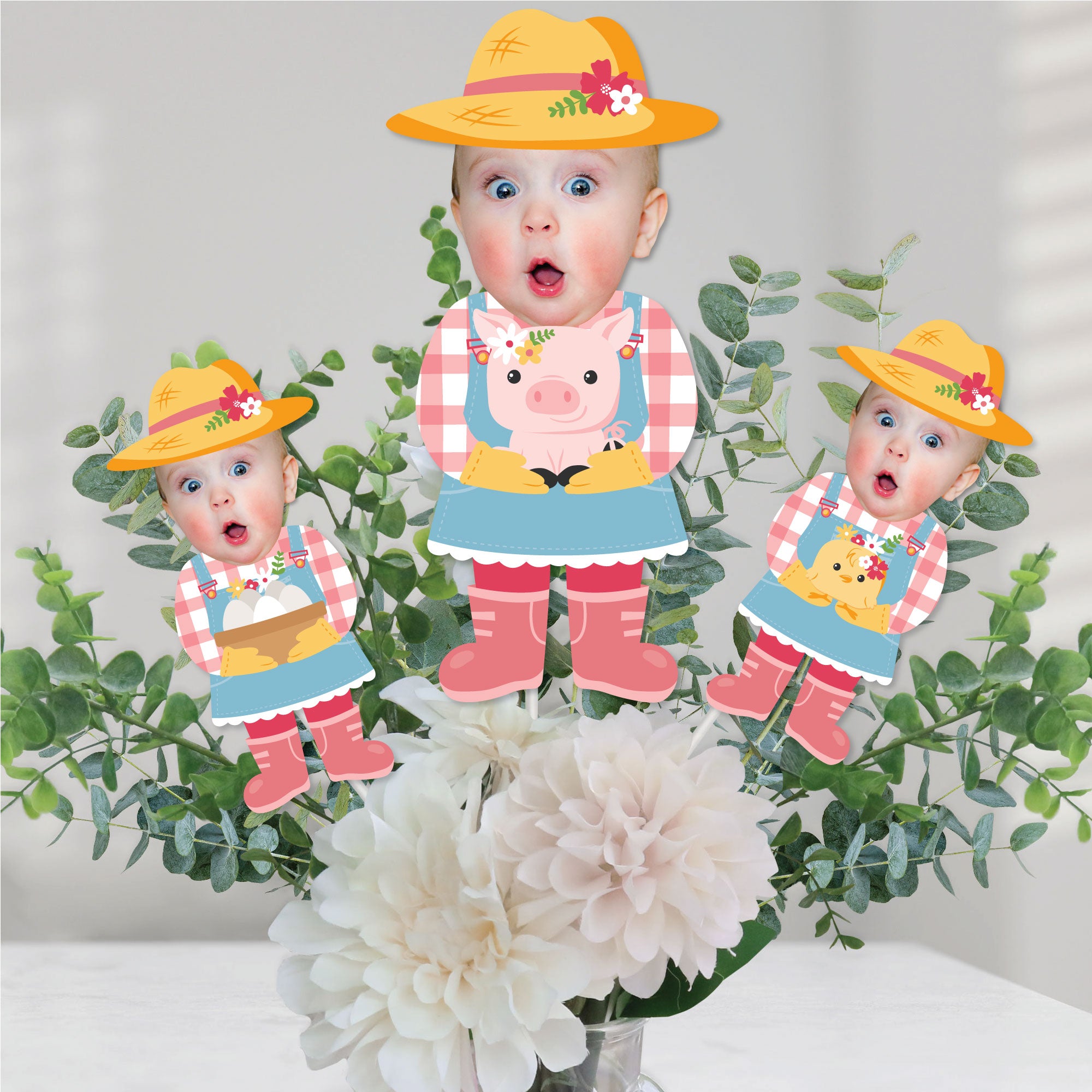 Custom Photo Girl Farm Animals - Pink Barnyard Birthday Party ...