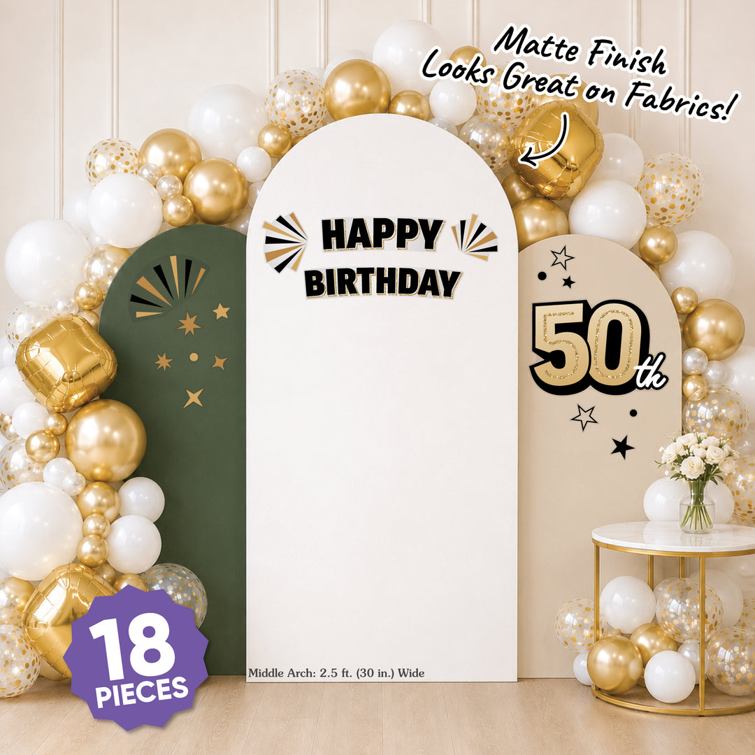 50th Birthday Party Backdrop Decals - 18 Ct | BigDotOfHappiness.com