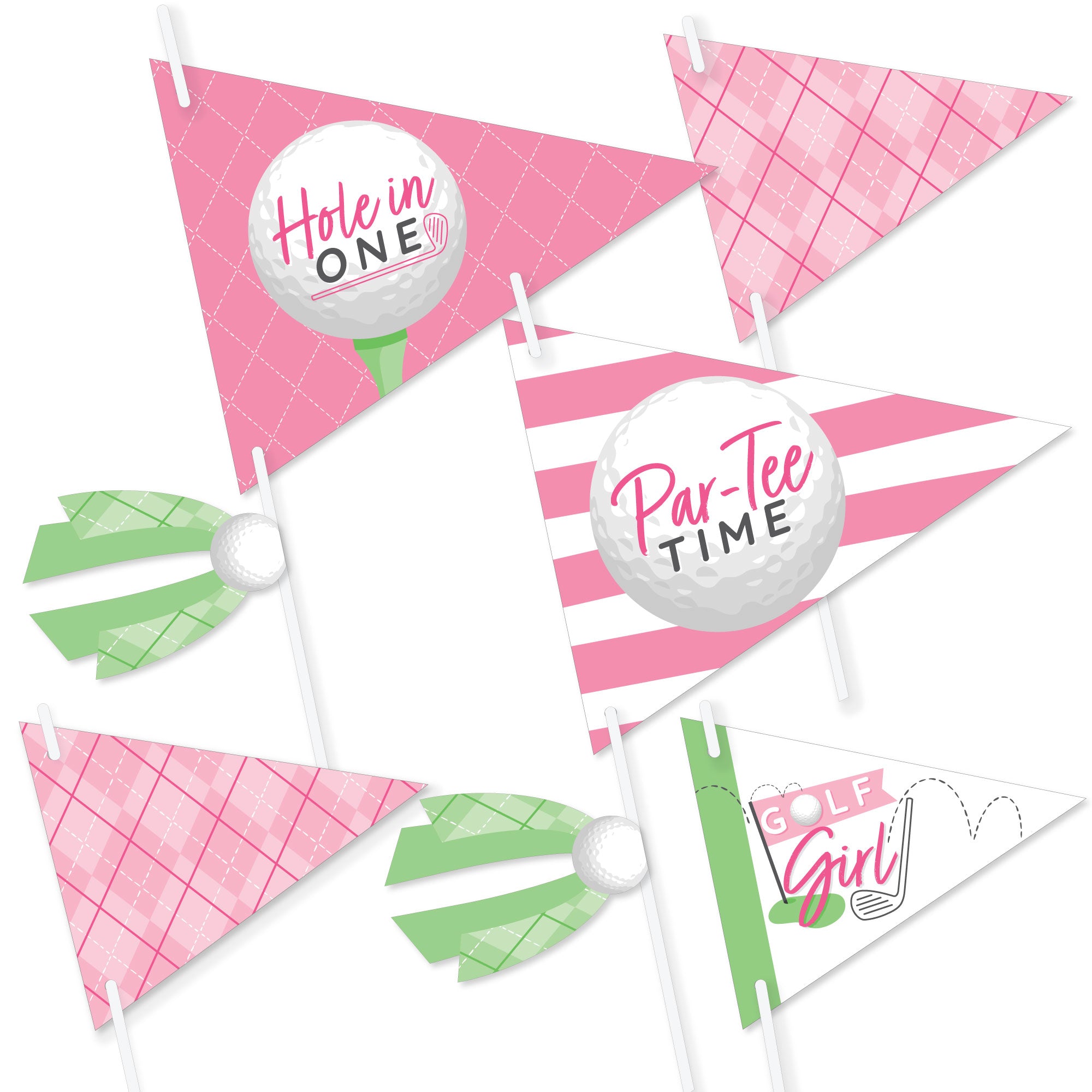 Golf Girl - Triangle Pink Birthday Party or Baby Shower Photo Props ...