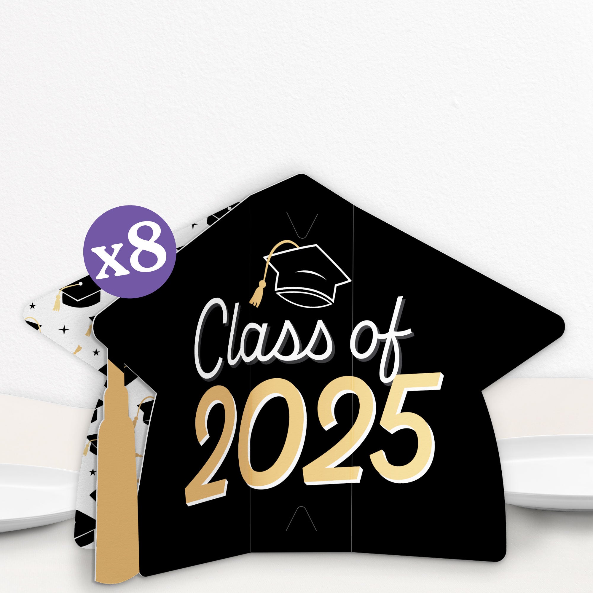 Black & Gold Graduation 3D Centerpieces | BigDotofHappiness.com – Big ...