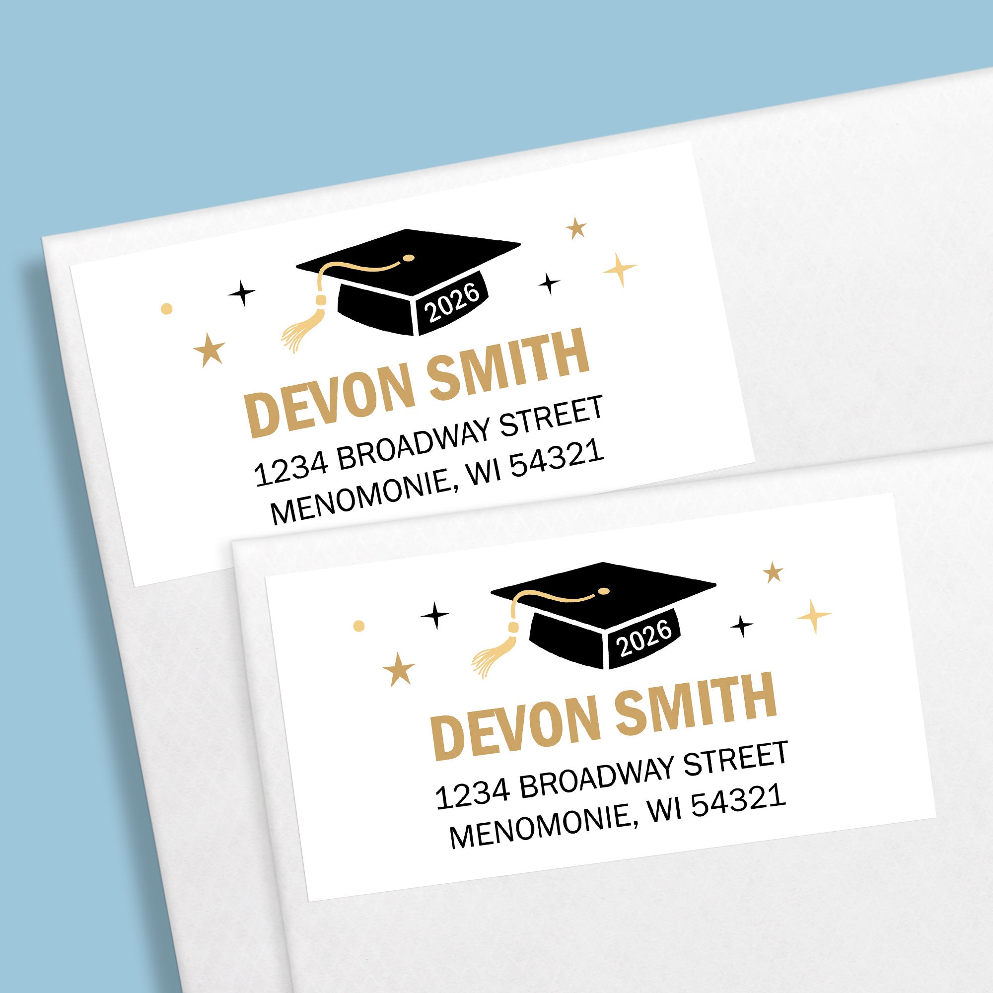 Custom Text Gold Graduation Return Address Labels - 120 Ct ...