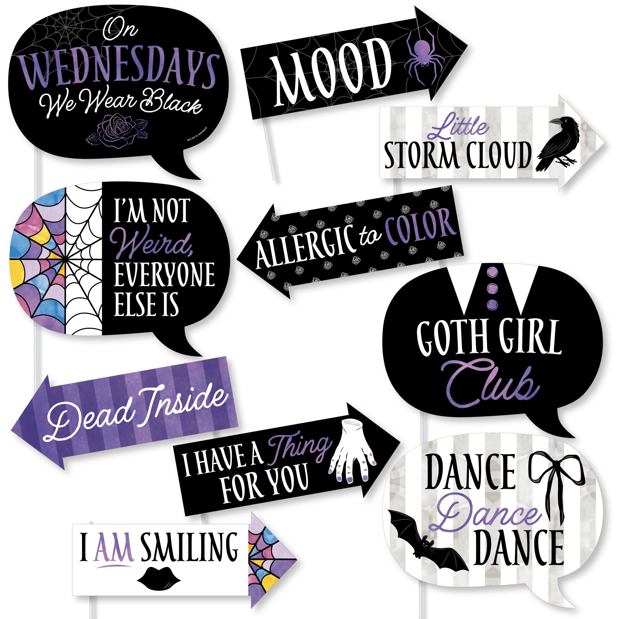 Goth Girl Funny Photo Props, Black and Purple Halloween or Gothic ...