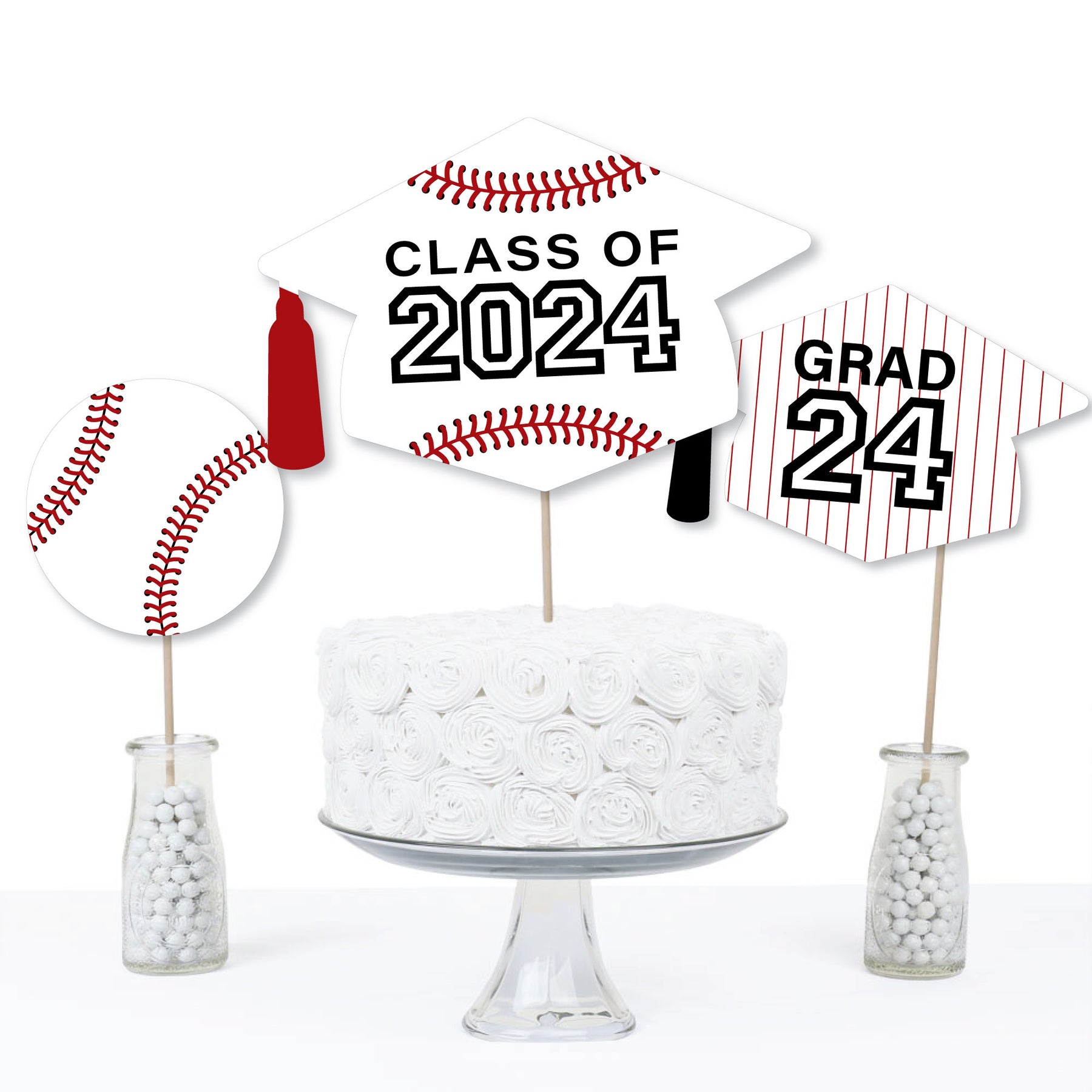 Grad Baseball - 2024 Graduation Party Centerpiece Sticks - Table ...