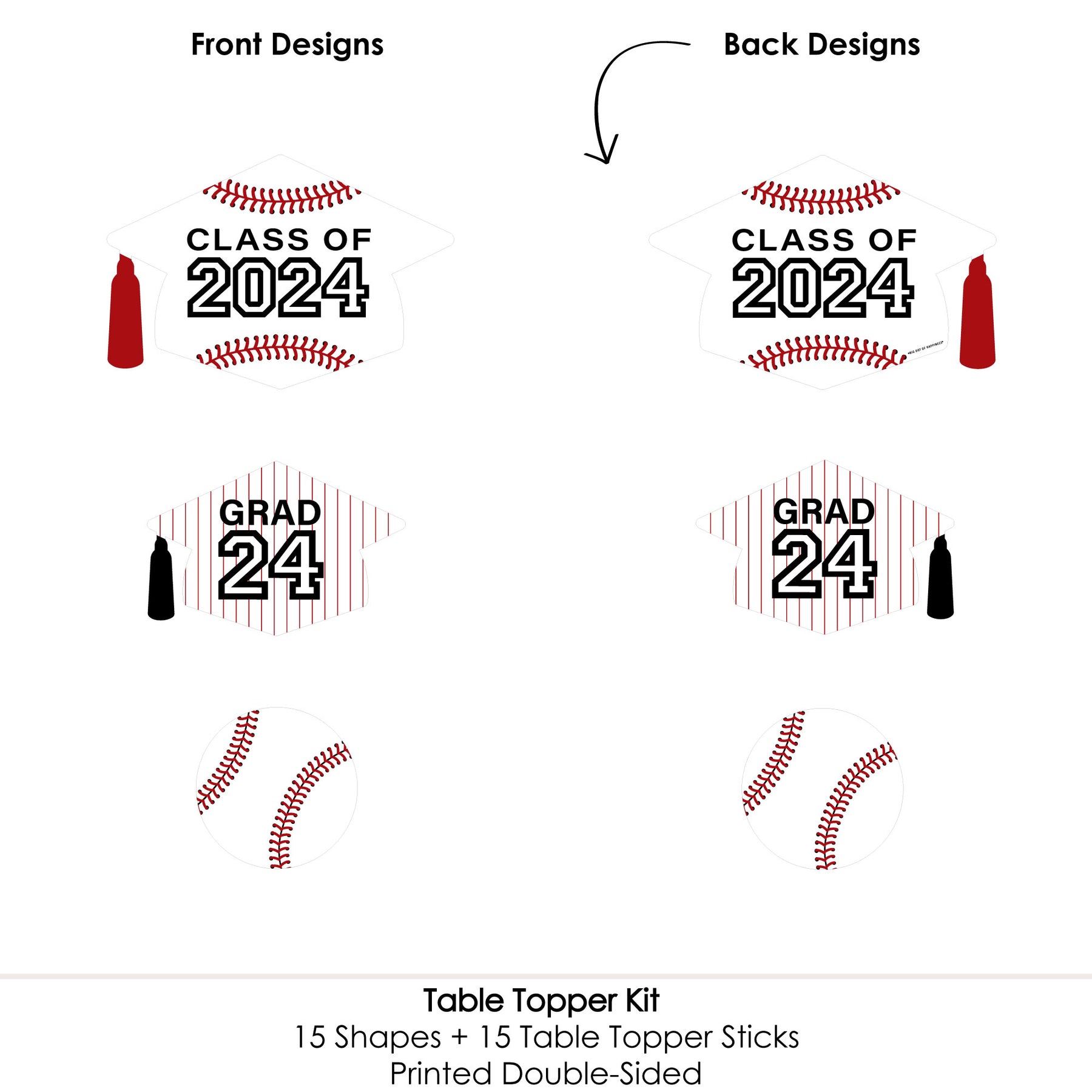 Grad Baseball - 2024 Graduation Party Centerpiece Sticks - Table ...