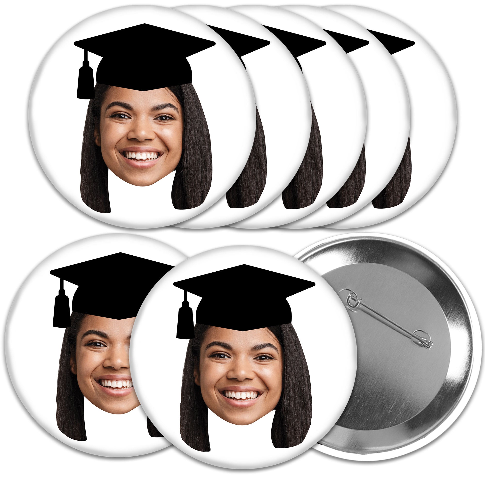Custom Graduation Photo Buttons Grad Cap - 8 Ct | BigDotOfHappiness.com ...