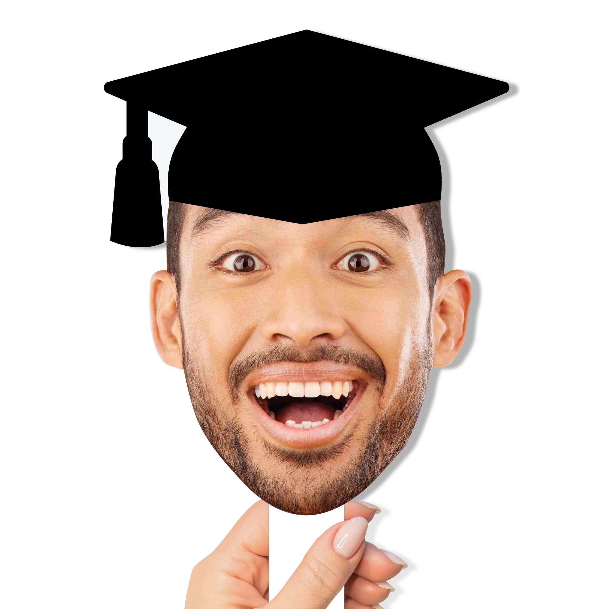 Grad Cap Fun Face Cutout Paddles - Custom Graduation Photo Face Cut Out ...