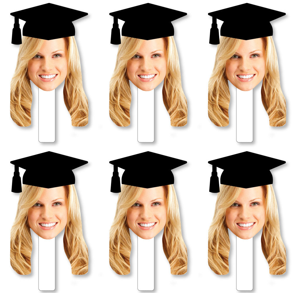 Grad Cap Fun Face Cutout Paddles - Custom Graduation Photo Face Cut Out ...
