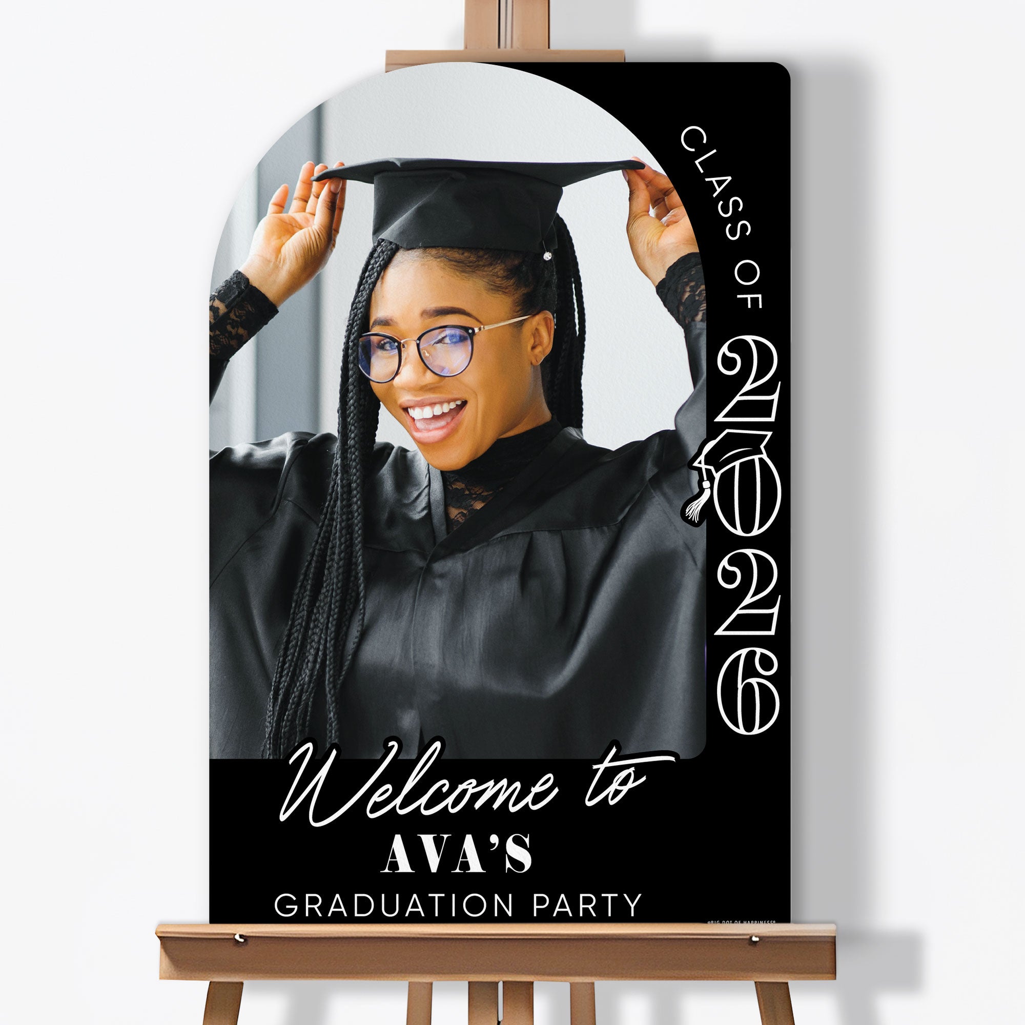 Custom Photo Black & White Graduation Sturdy Welcome Sign ...