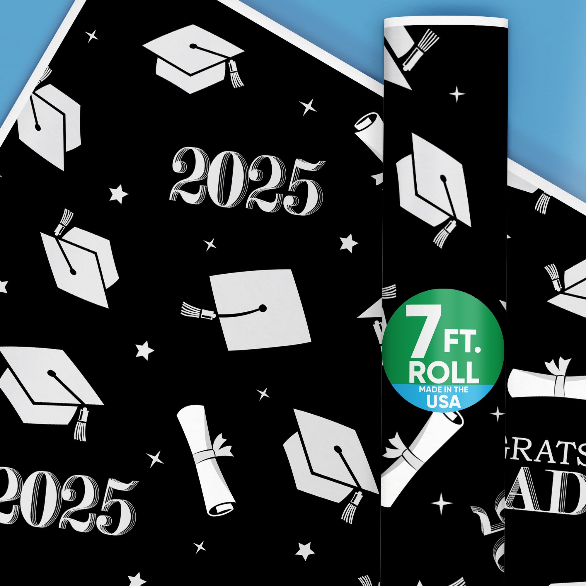 Rose Gold Graduation Wrapping Paper, Class of 2025 Congrats Pink Grad ...