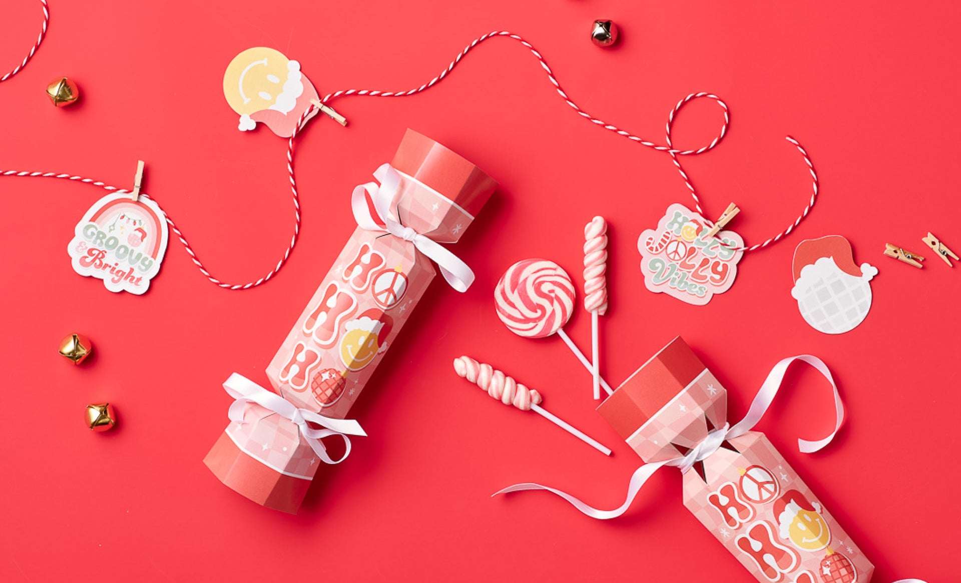 Groovy Christmas - Personalized Pastel Holiday Party Photo Booth Props ...