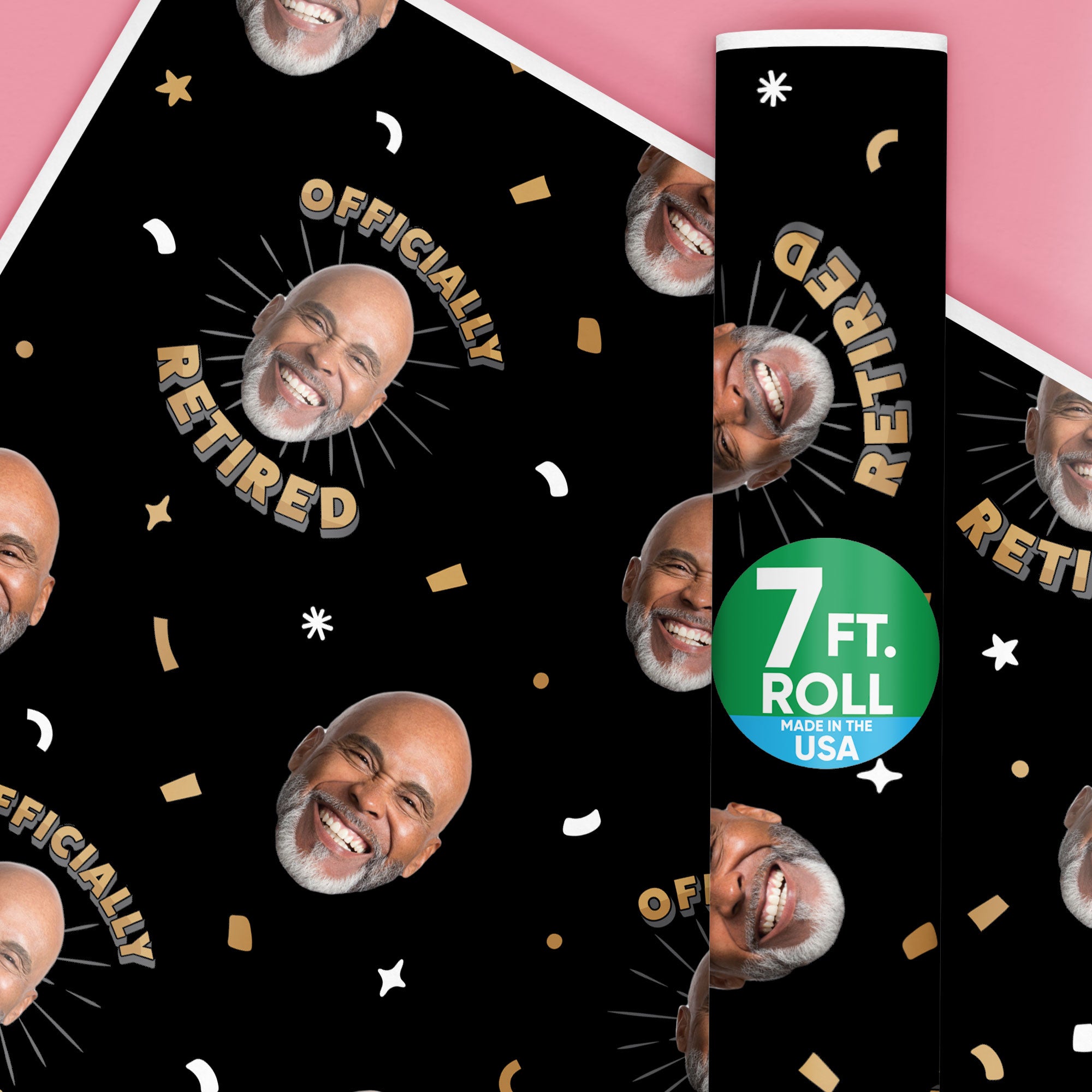 Custom Face Retirement Wrapping Paper | Personalized Gift Wrap ...