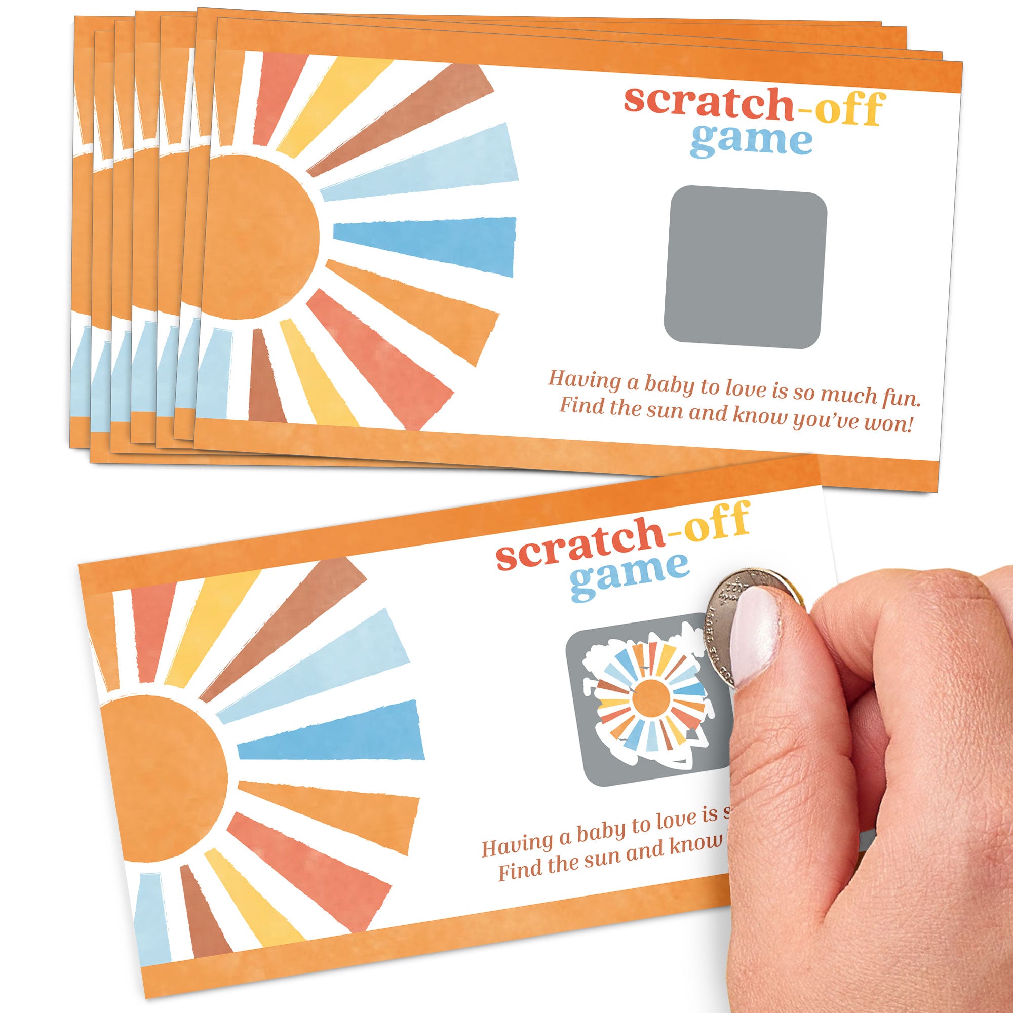 Here Comes The Son Baby Shower Party Game Scratch Off Cards ...