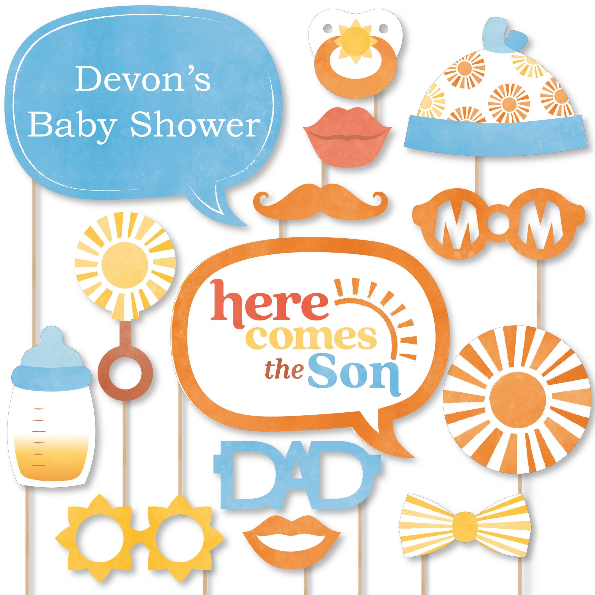 Custom Here Comes The Son Baby Shower Photo Props | BigDotofHappiness ...