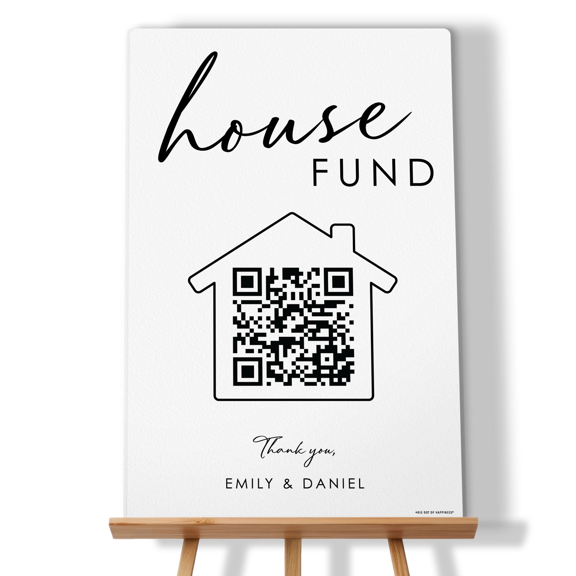 Personalized Photo House Fund QR Code Wedding Sign | BigDotOfHappiness.com