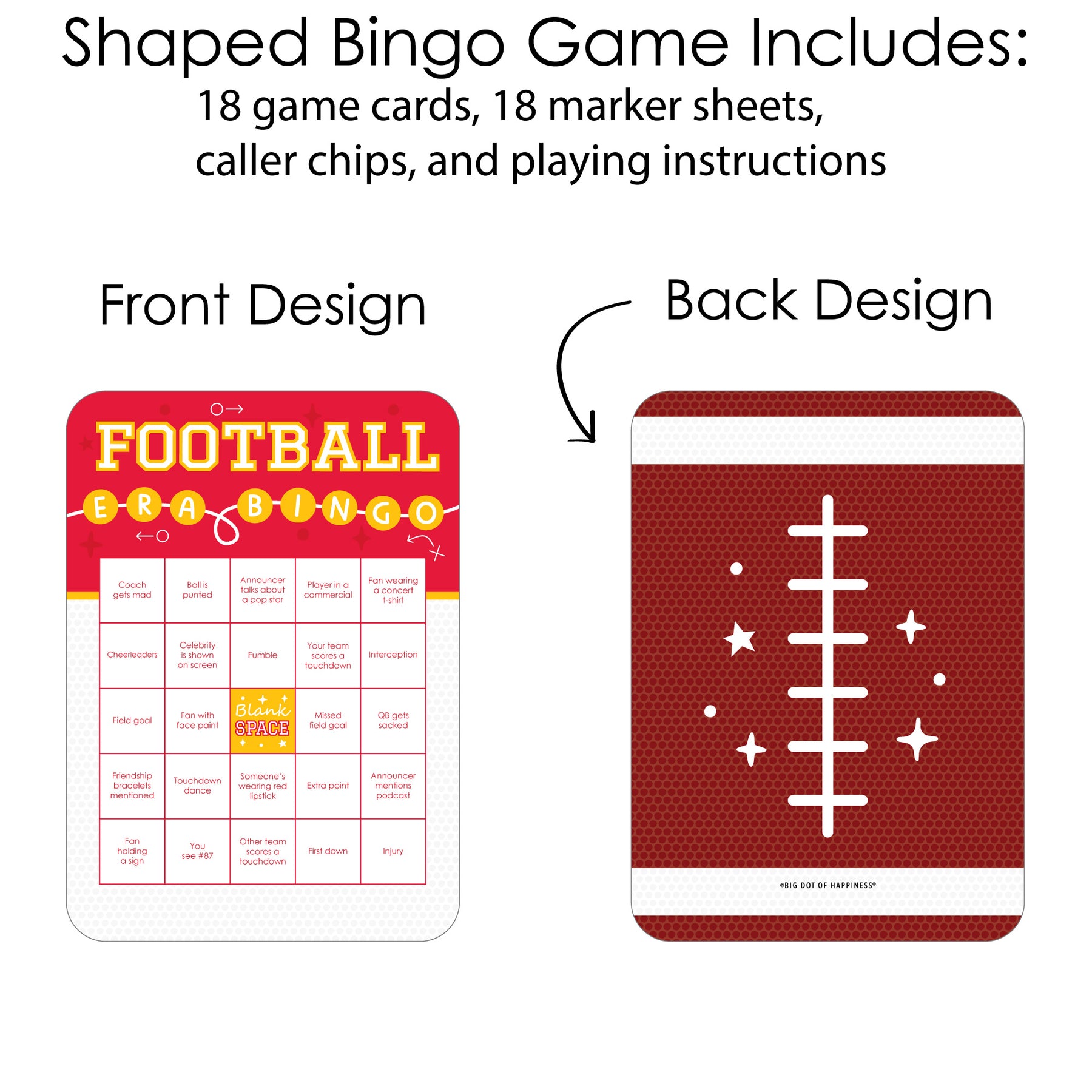 In My Football Era - Bingo Cards and Markers - Red and Gold Sports ...