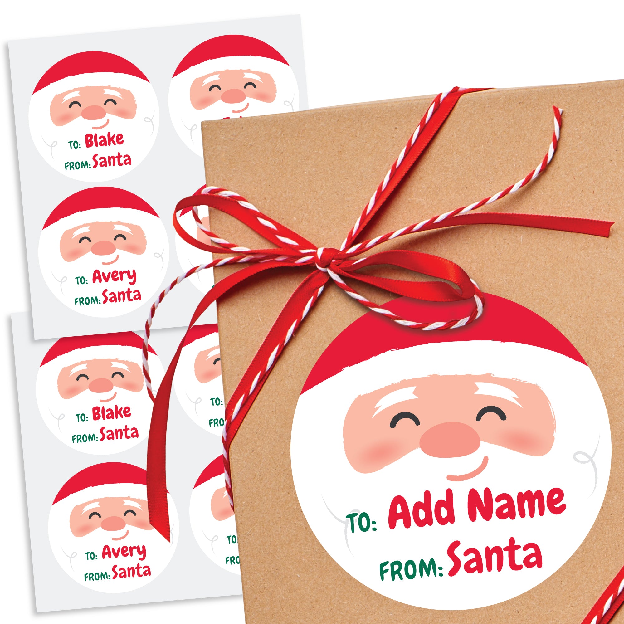 Jolly Santa Claus Personalized Gift Stickers from Santa, Custom From ...